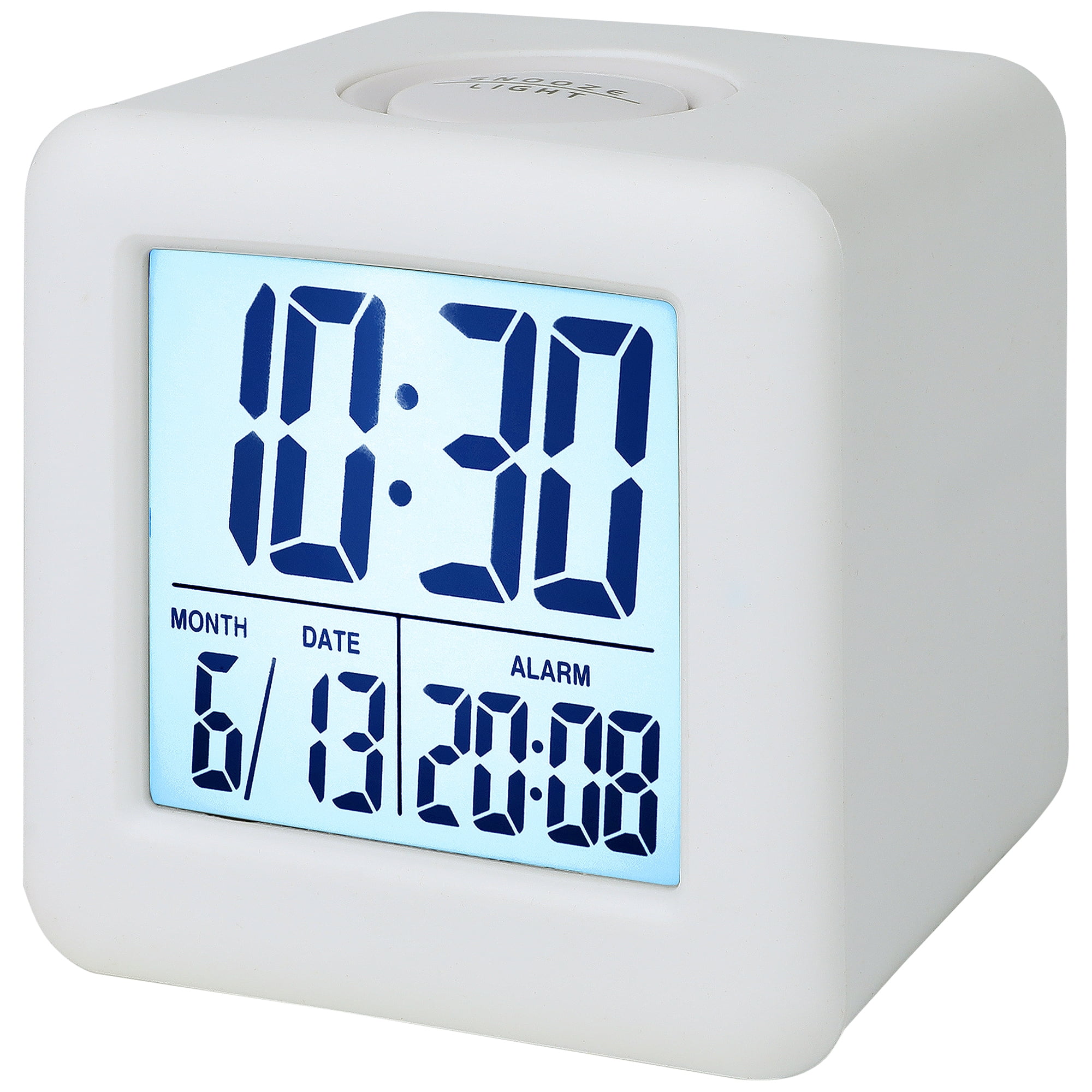 Unique Bargains Digital Alarm Clock Ascending Sound Snooze White 3.1"L ...
