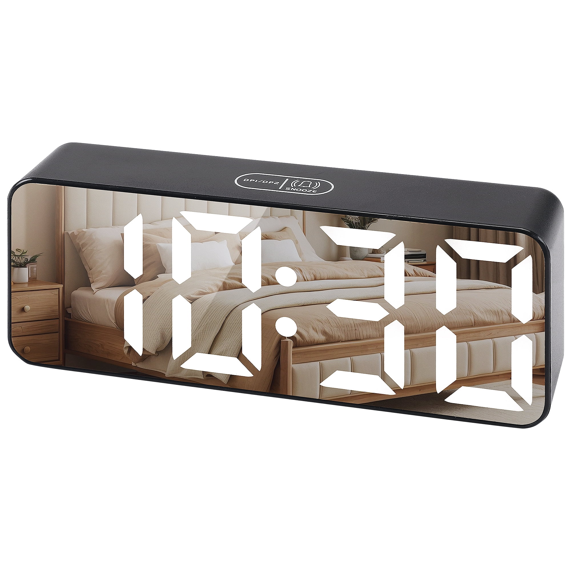 Unique Bargains Digital Alarm Clock Black Housing With White Light 5.5 ...