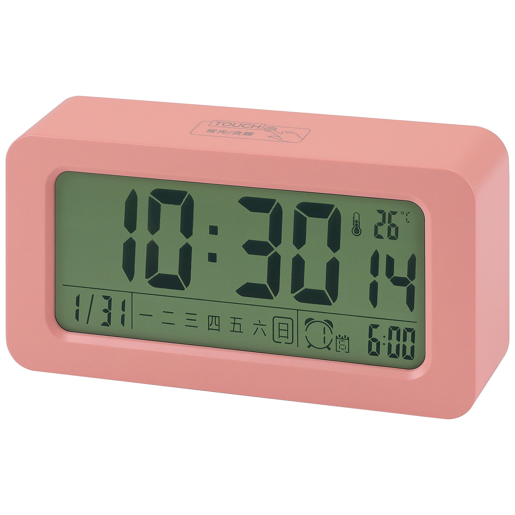 Unique Bargains Digital Alarm Clock with LED Display Pink 5.4"L x 1.4"W ...