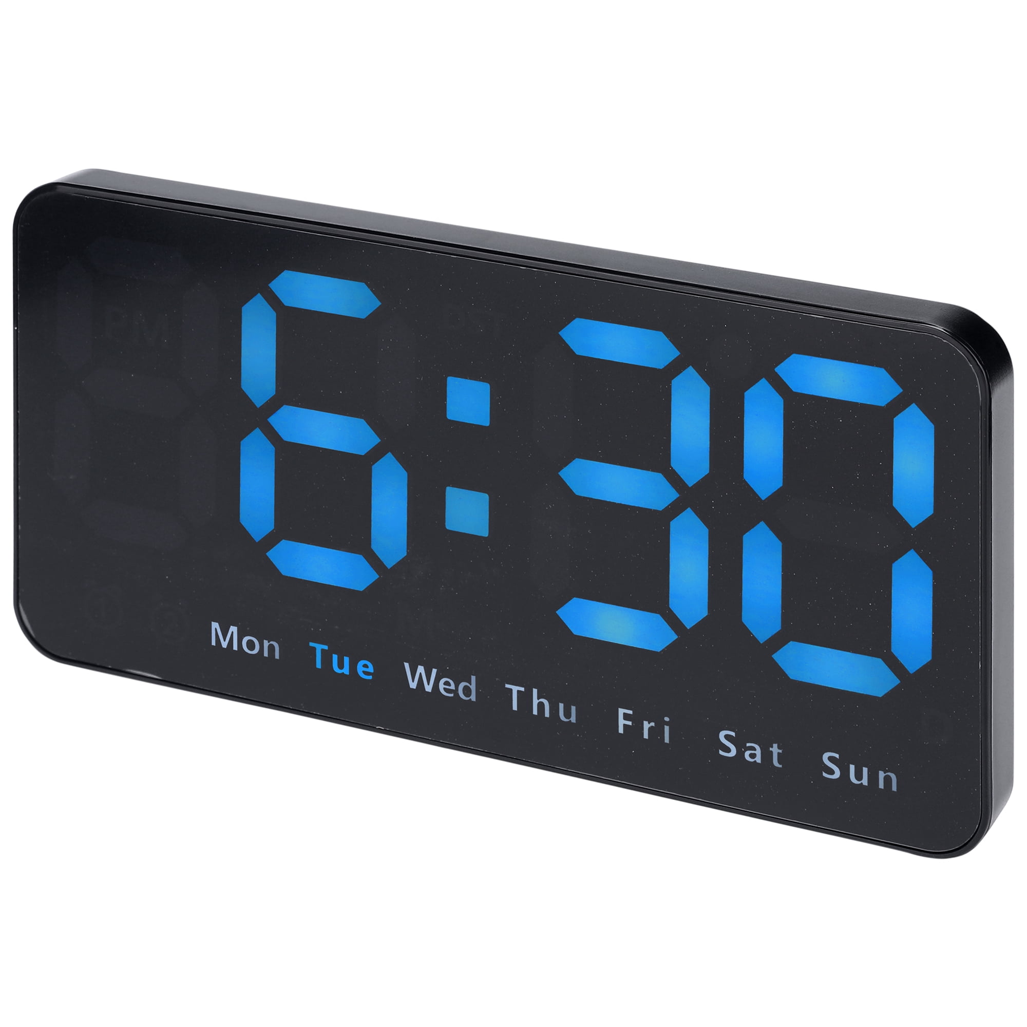 Unique Bargains Digital Dual Alarm Clock Dimmable Wall Clocks Blue ...