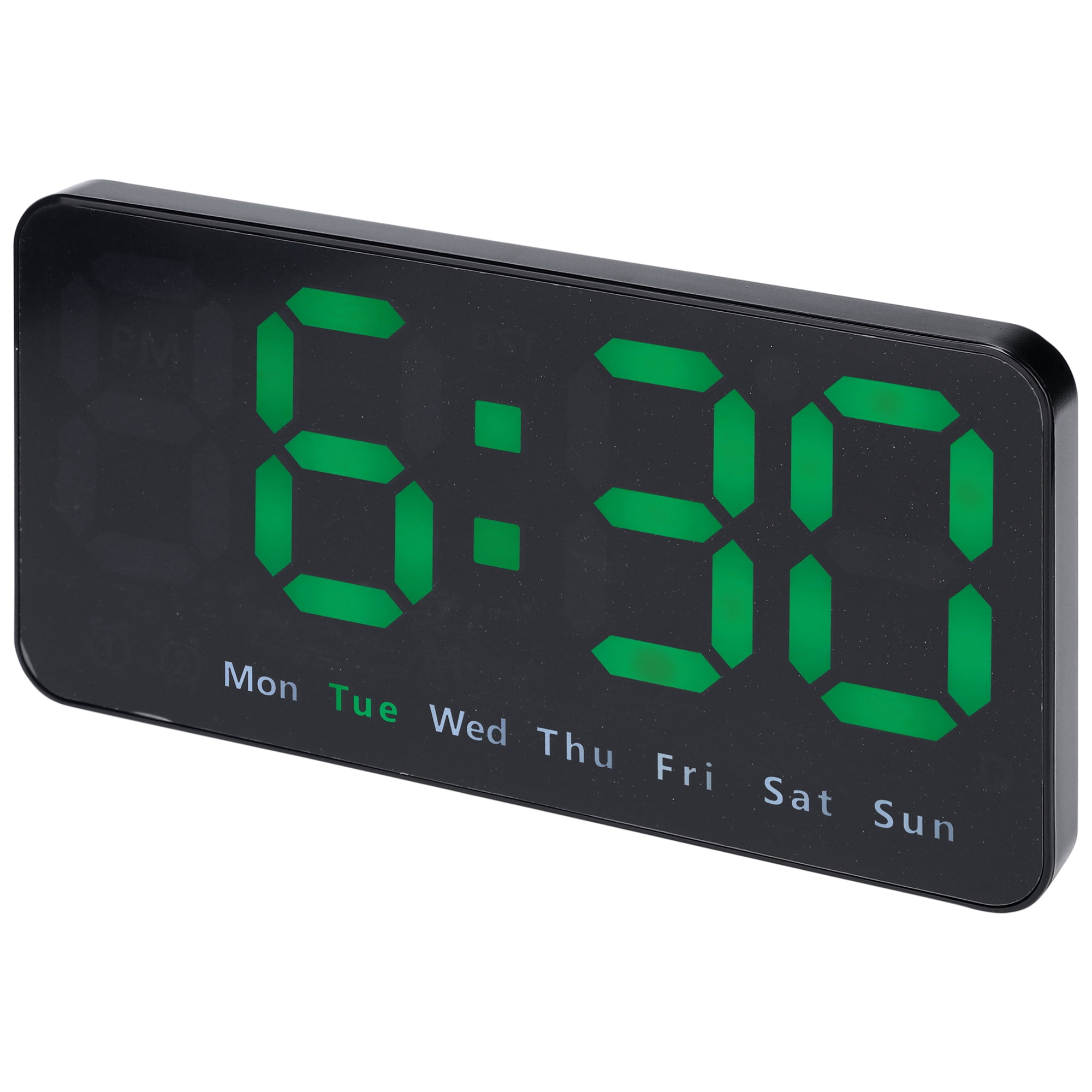 Unique Bargains Digital Dual Alarm Clock Dimmable Wall Clocks Green ...