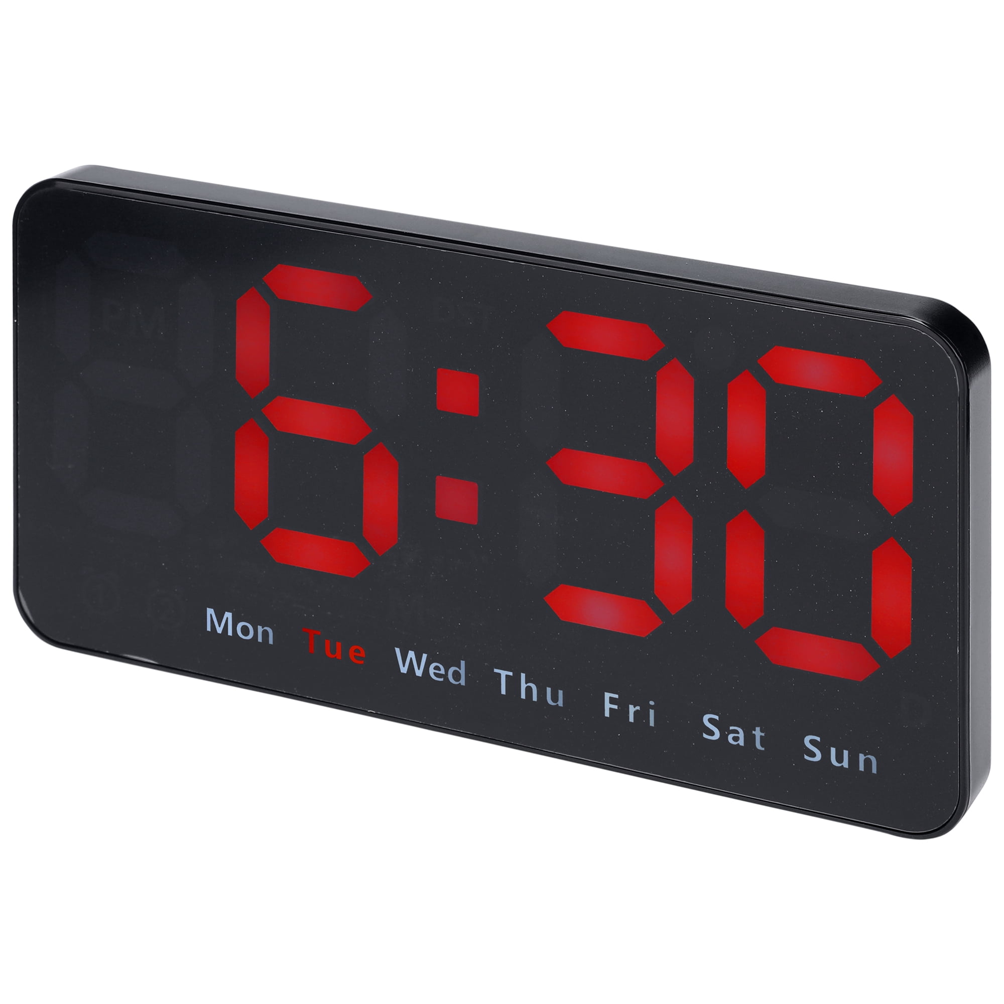 Unique Bargains Digital Dual Alarm Clock Dimmable Wall Clocks Red ...