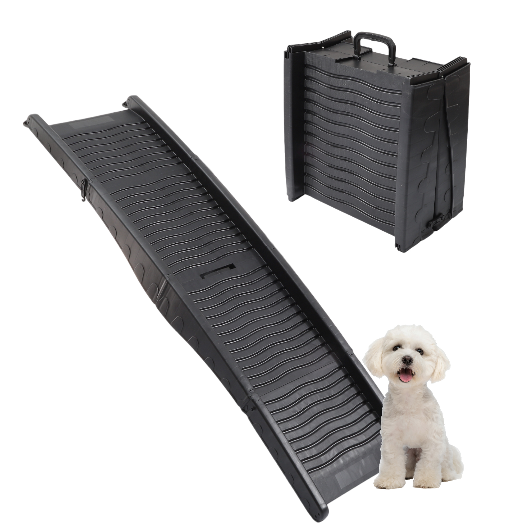 Unique Bargains Dog Ramp for Bed Non-Slip Portable Folding Stairs Easy ...