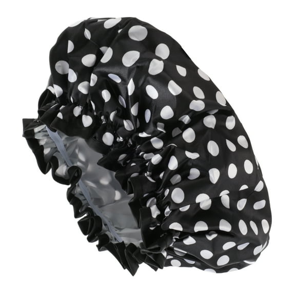 Unique Bargains Double Layer Dots Shower Cap Black White 1 Pc - Walmart.com