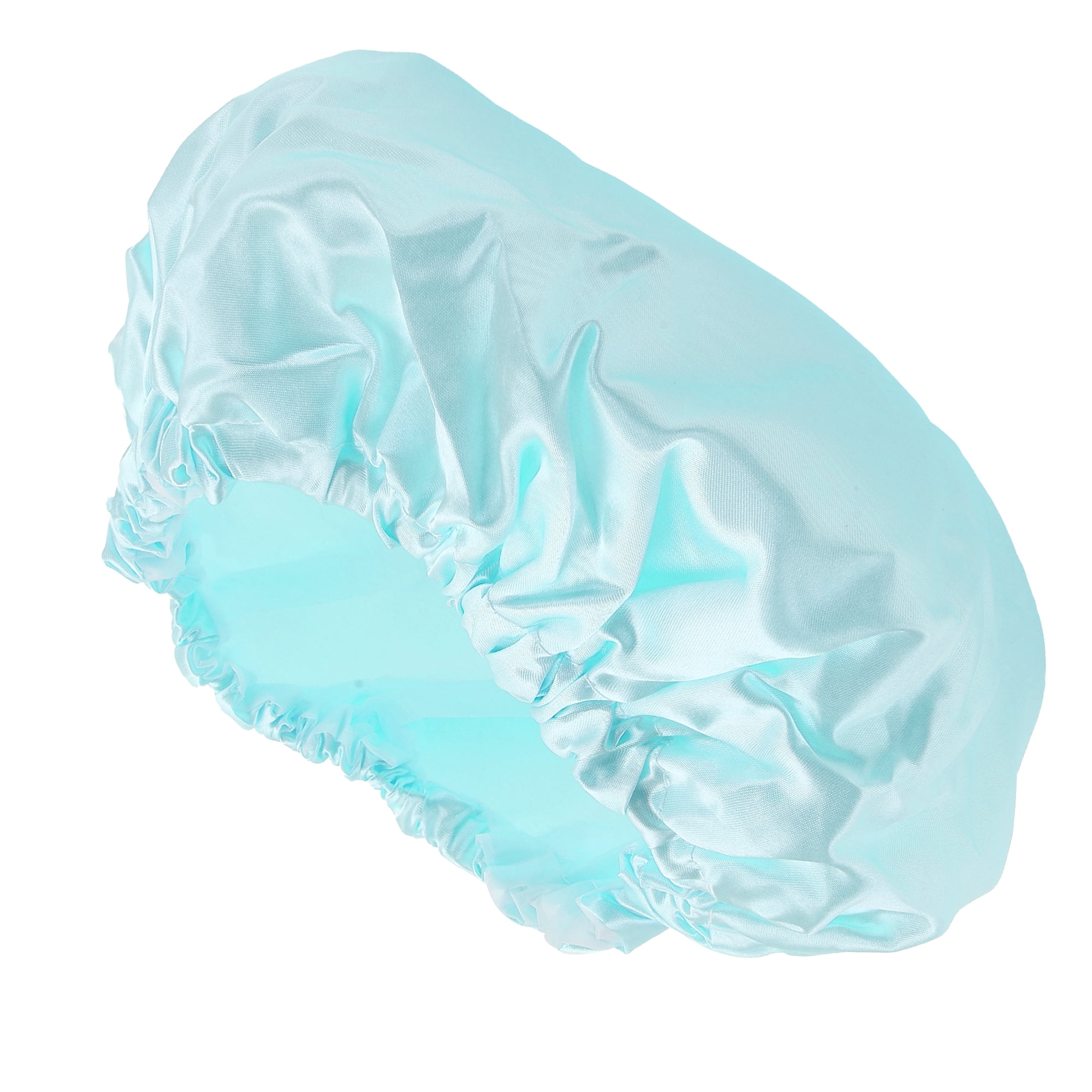 Unique Bargains Double Layer Shower Cap Hair Cap for Bath 1Pc Blue ...
