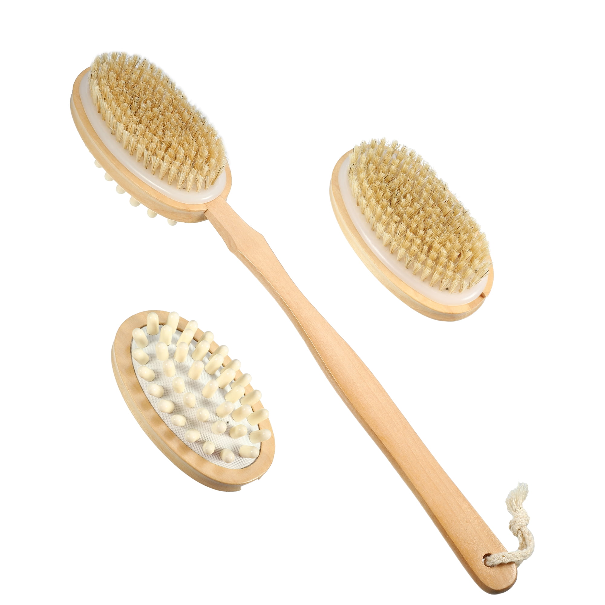 Unique Bargains Double-sided Dry Brushing Body Brush Massage Body Brush ...