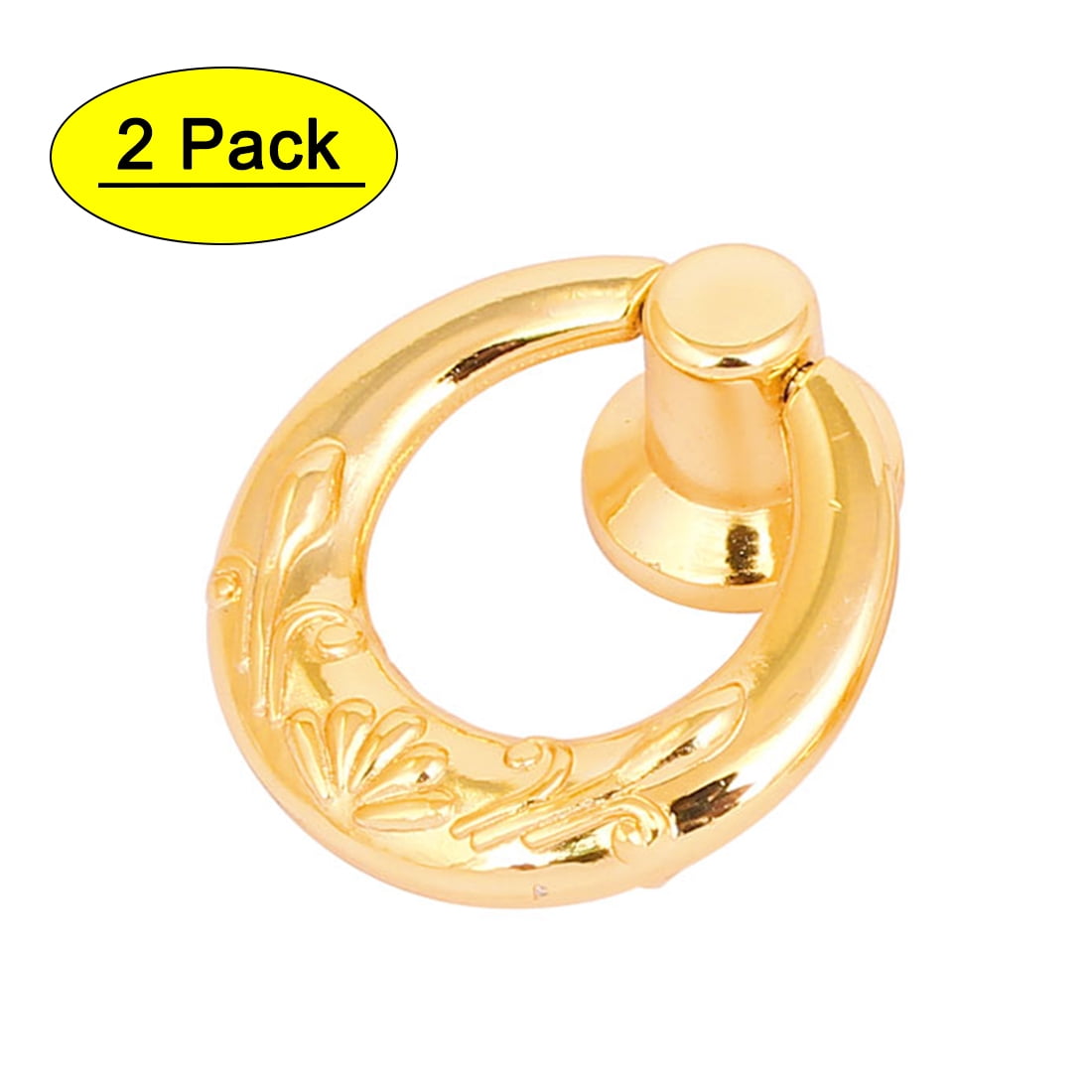 Unique Bargains Dresser Metal Round Pull Handle Ring Gold Tone-0.16 ...