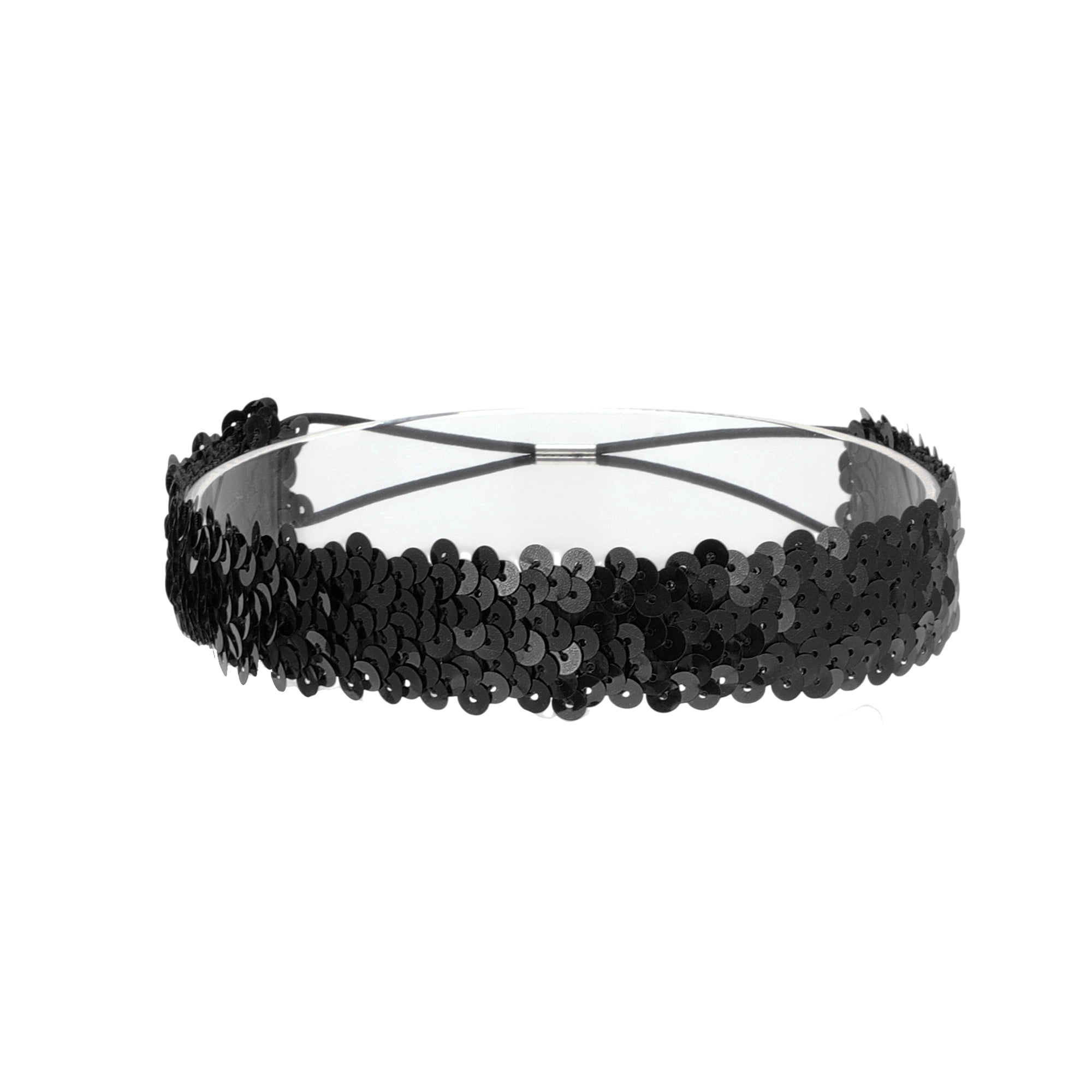 Unique Bargains Elastic Band Sequins Headbands for Women 1 Pc Black ...