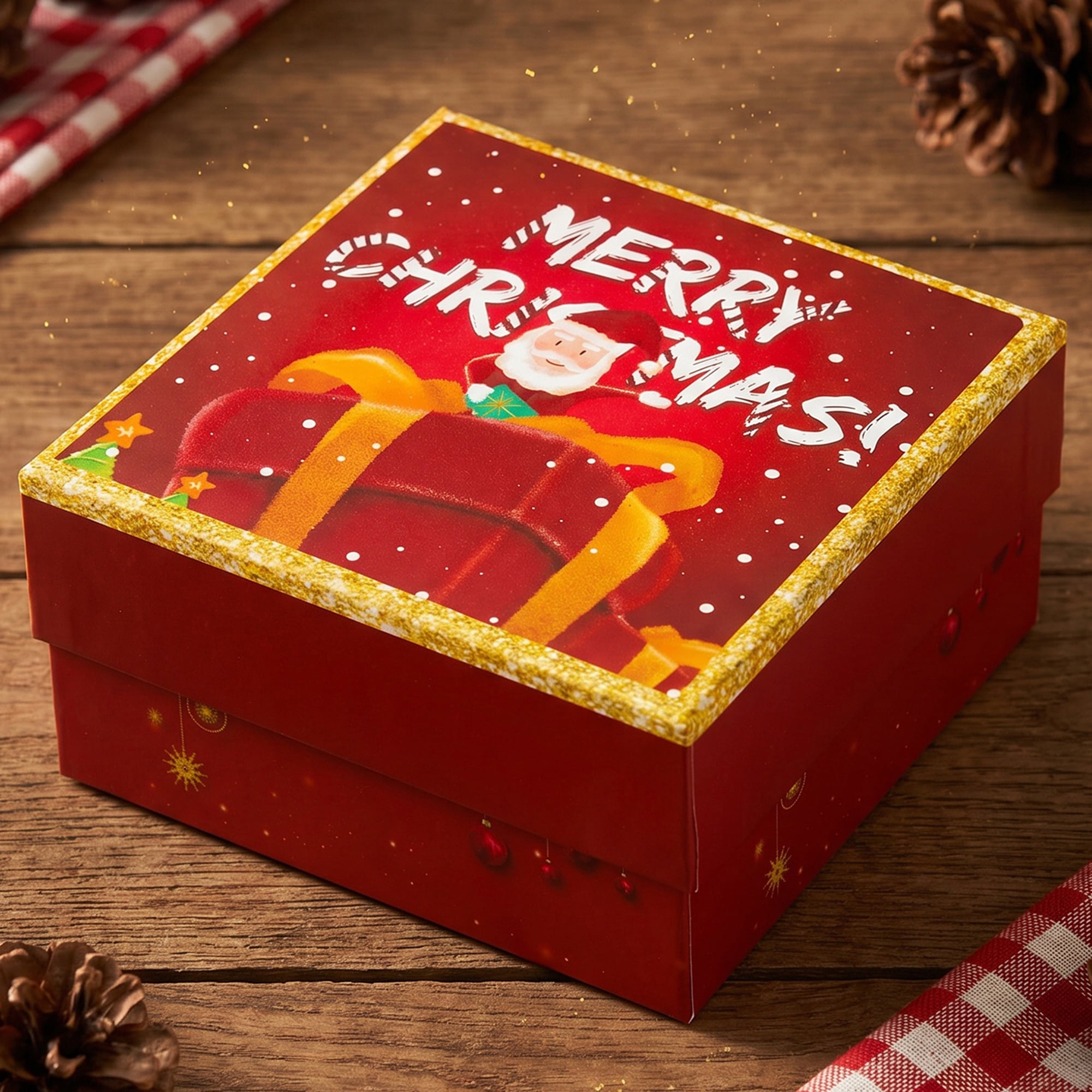 Unique Bargains Elegant Gift Box with Lid Featuring Christmas Pattern ...