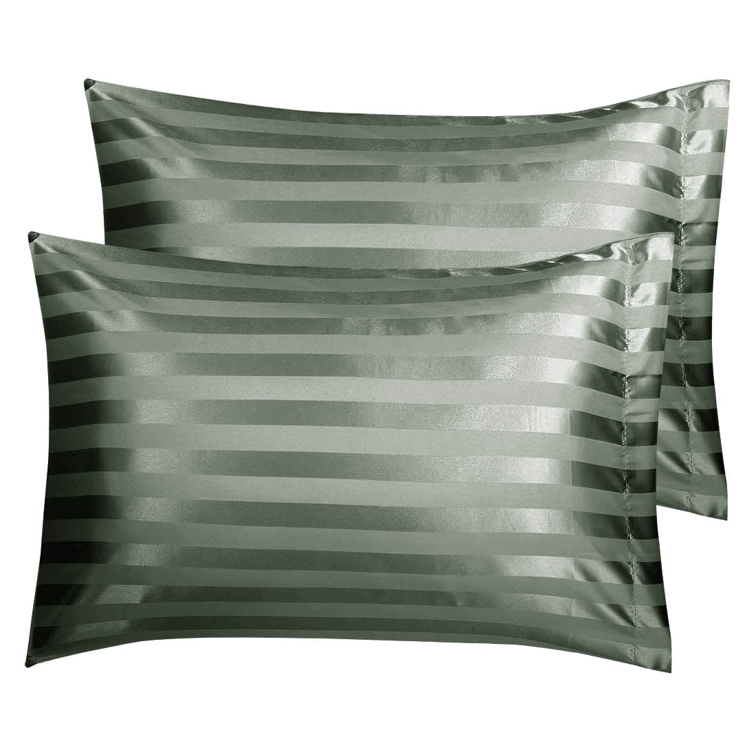 Unique Bargains Satin Pillowcases Silky Covers Grey Stripe 20"x60 ...