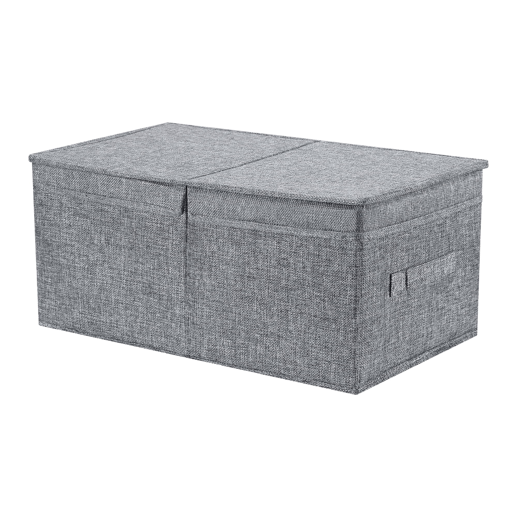 Unique Bargains Fabric Storage Bin Cube with Lid and Handle Grey 18.5 ...