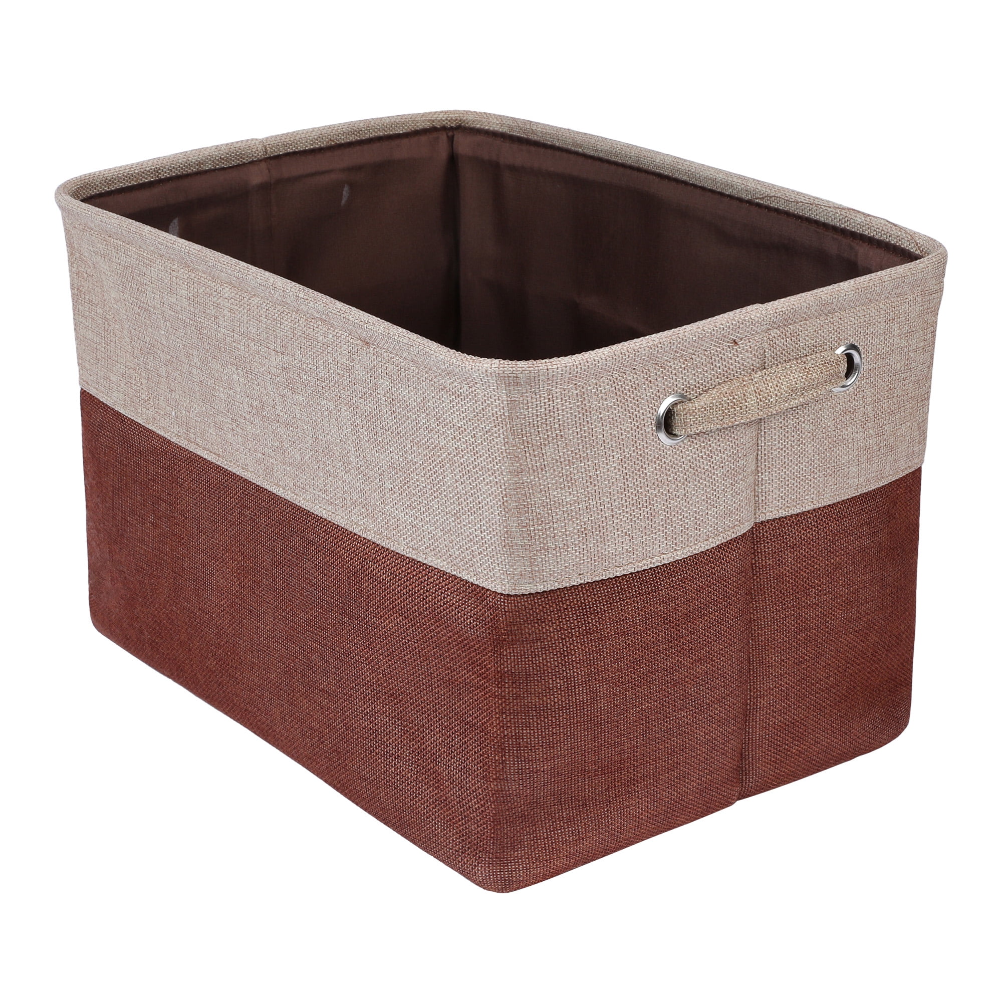 Unique Bargains Fabric Storage Bin with Handles 3 Pcs Brown 15*11*9.4in ...