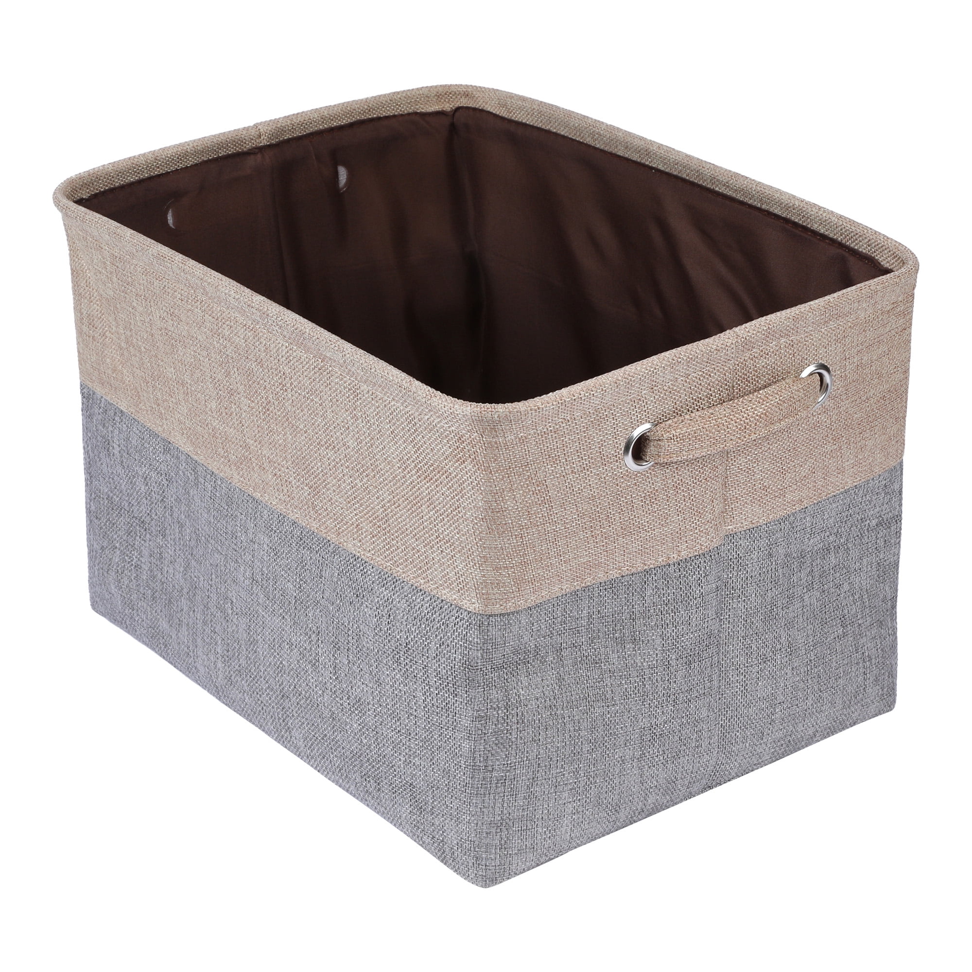Unique Bargains Fabric Storage Bin with Handles 3 Pcs Gray-Brown 15*11 ...