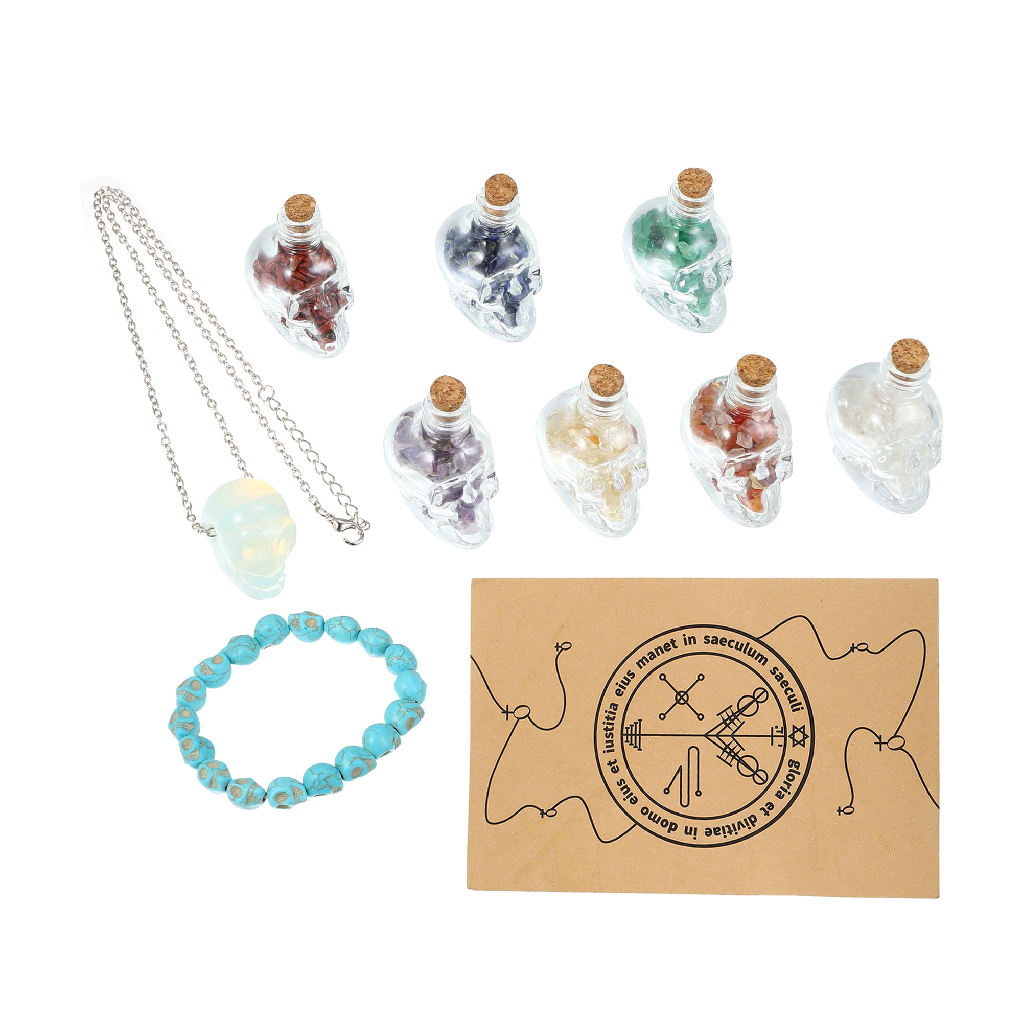 Unique Bargains Faux Crystal Stone Set Bracelet Necklace and Skull ...