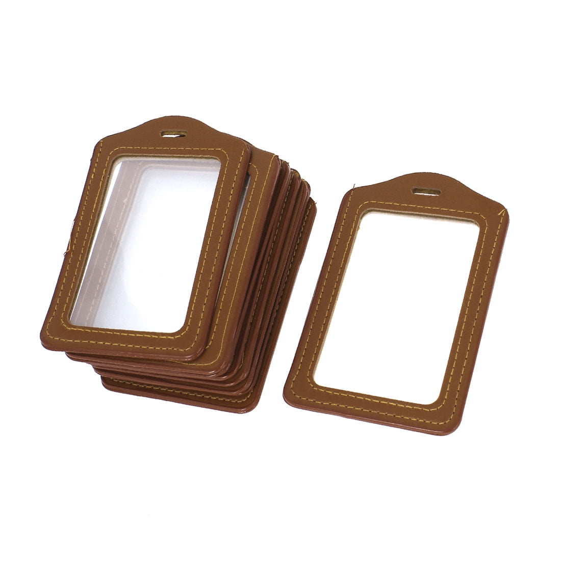 Unique Bargains Faux Leather Vertical Business Name Tag ID Badge Card ...