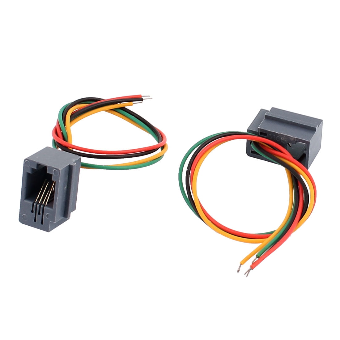 Unique Bargains Female Telephone Connector Adapter 616E 4P4C RJ9 w 4 Colorful Wire Cables ...