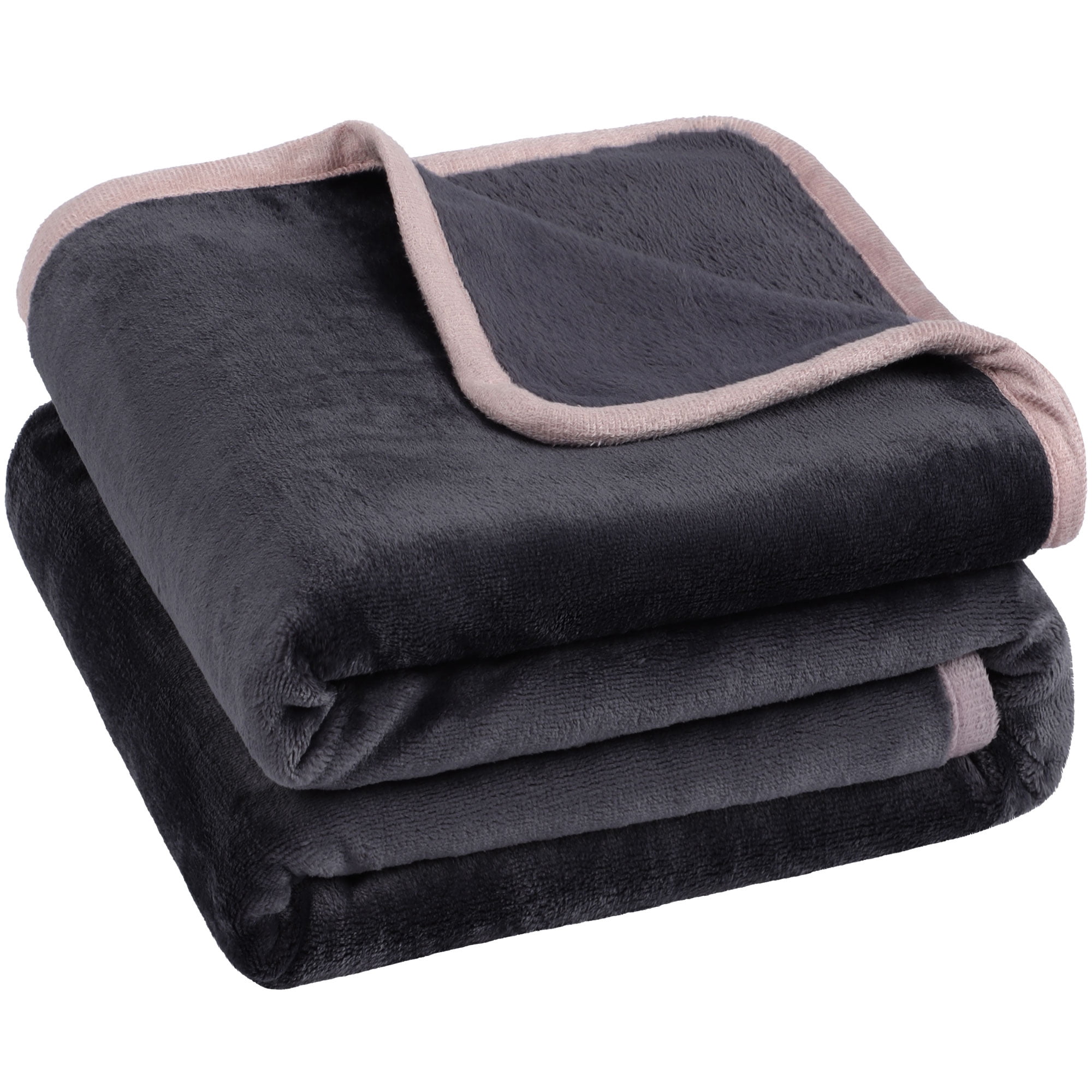 Unique Bargains Flannel Fleece Blanket Soft Luxury Hemmed Slate Gray 50 ...