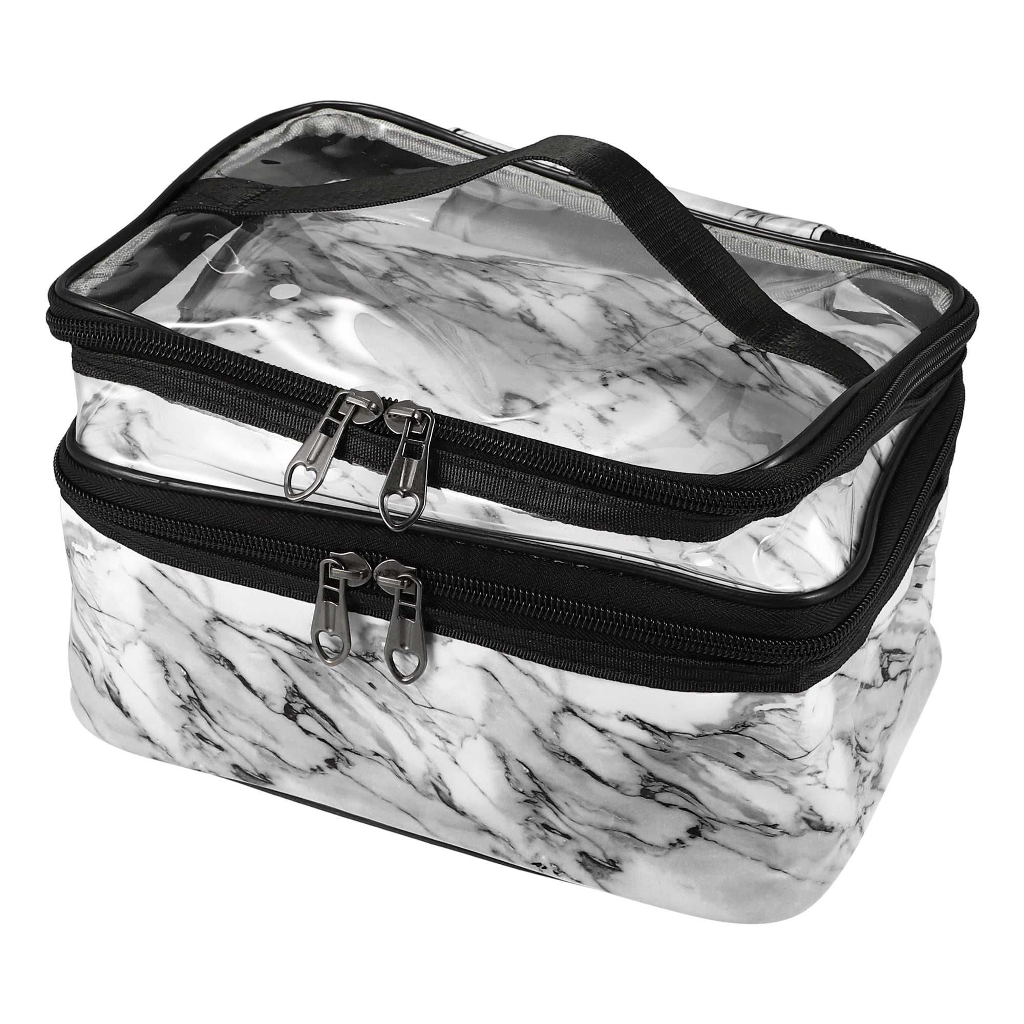 Unique Bargains Floral Makeup Bag Zipper Flower Cosmetic Pouch White ...