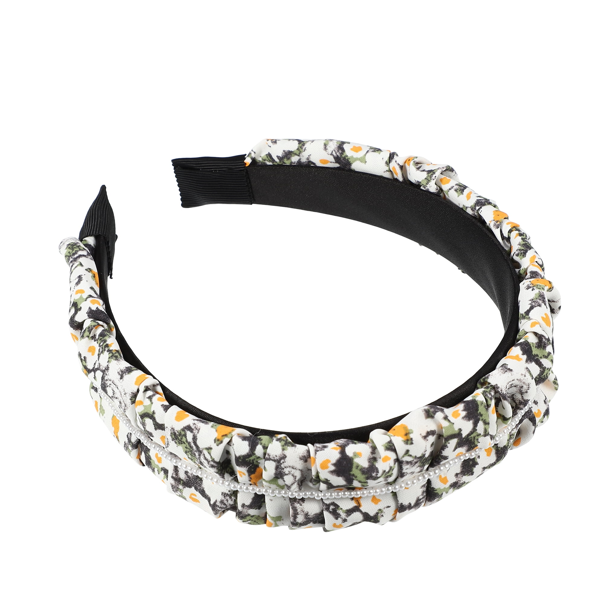 Unique Bargains Floral Ruched Headbands Non-slip Faux Pearl Hair Hoop ...
