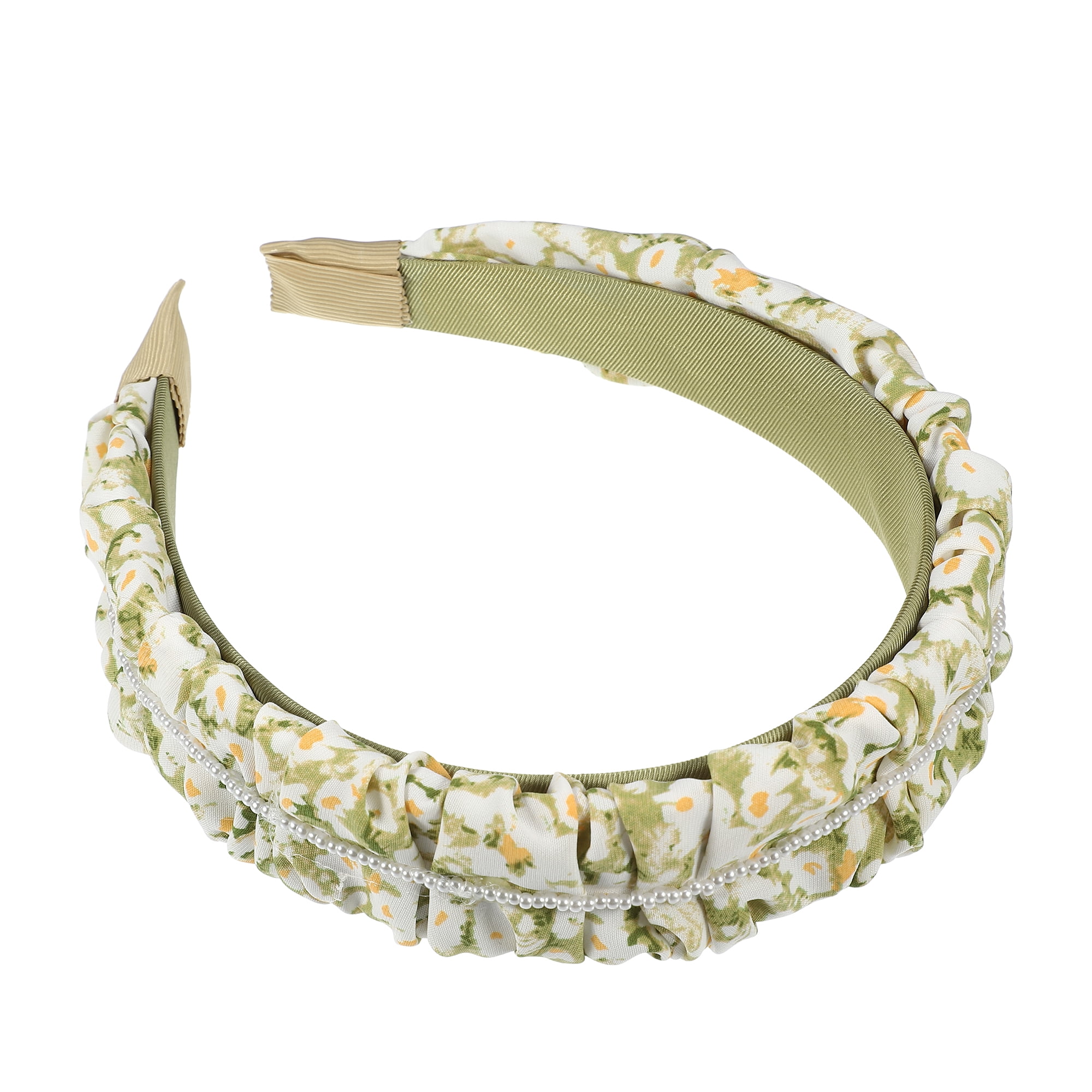 Unique Bargains Floral Ruched Headbands Non-slip Faux Pearl Hair Hoop ...