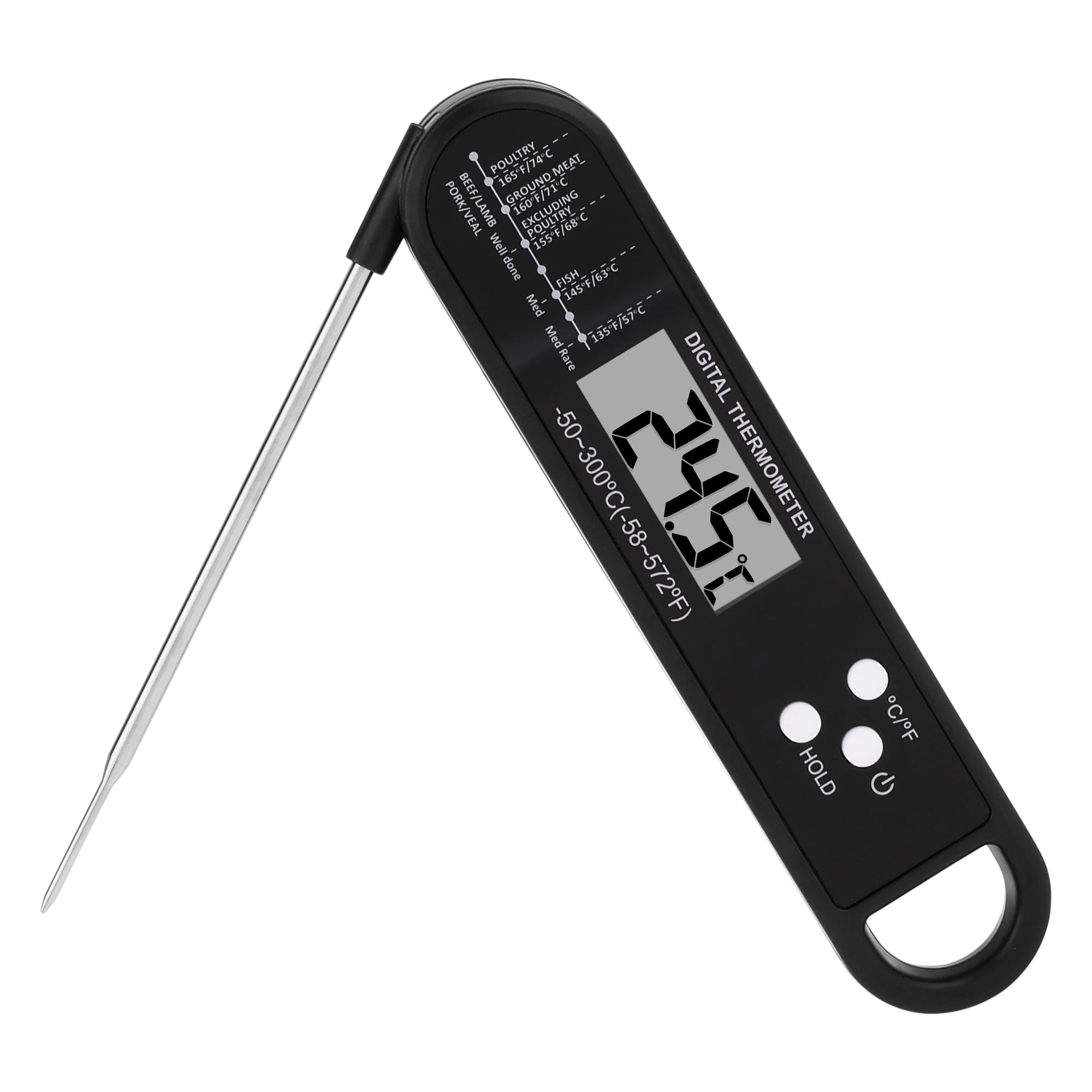 Unique Bargains Foldable Instant Read Cooking Thermometer Black 6.0x1 ...