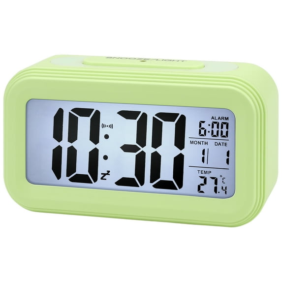 Unique Bargains Gentle Wake-Up Sound Alarm Clock Chartreuse 5.3"L x 1.8 ...
