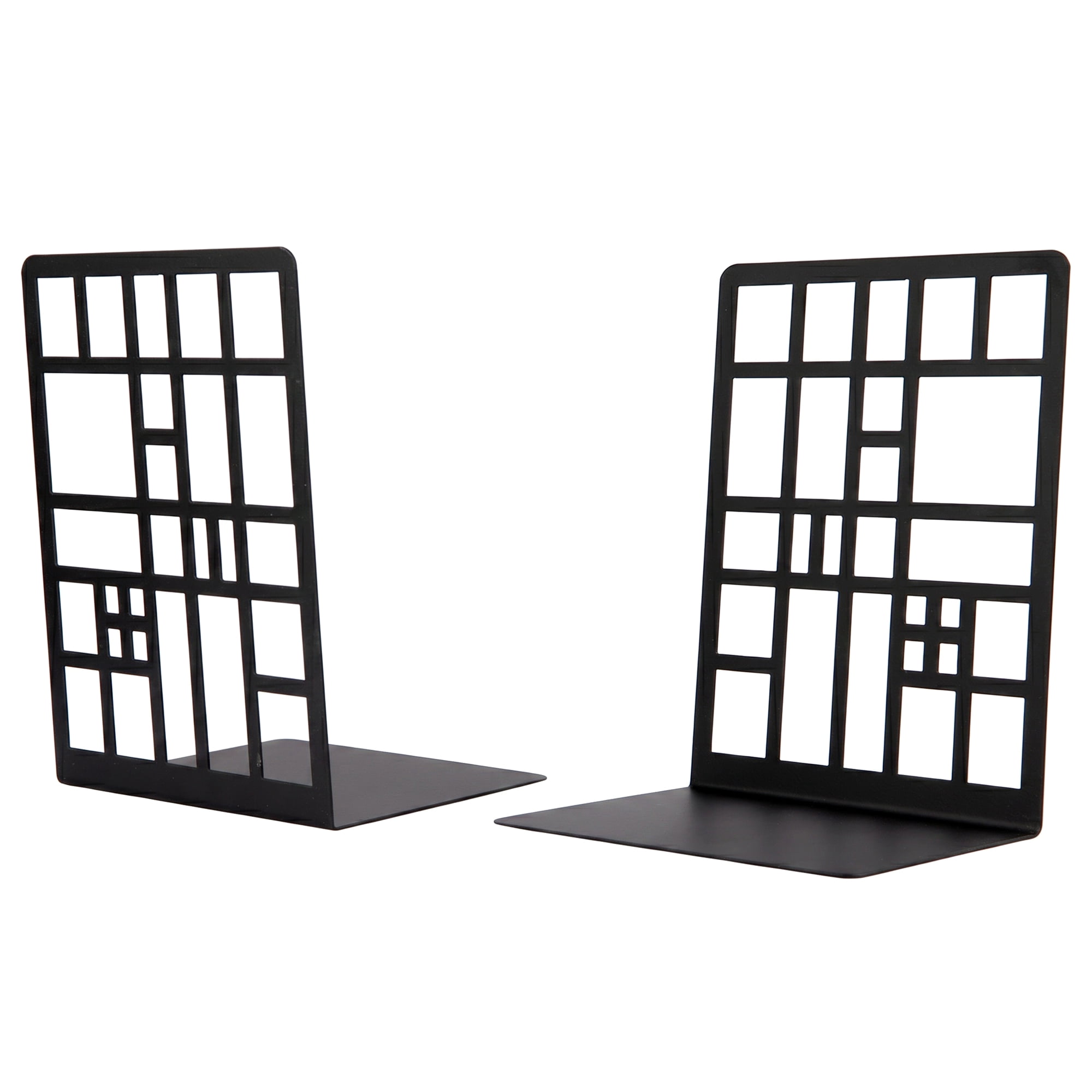 Unique Bargains Geometric Metal Bookends for Shelves Black Style D 4.7 ...