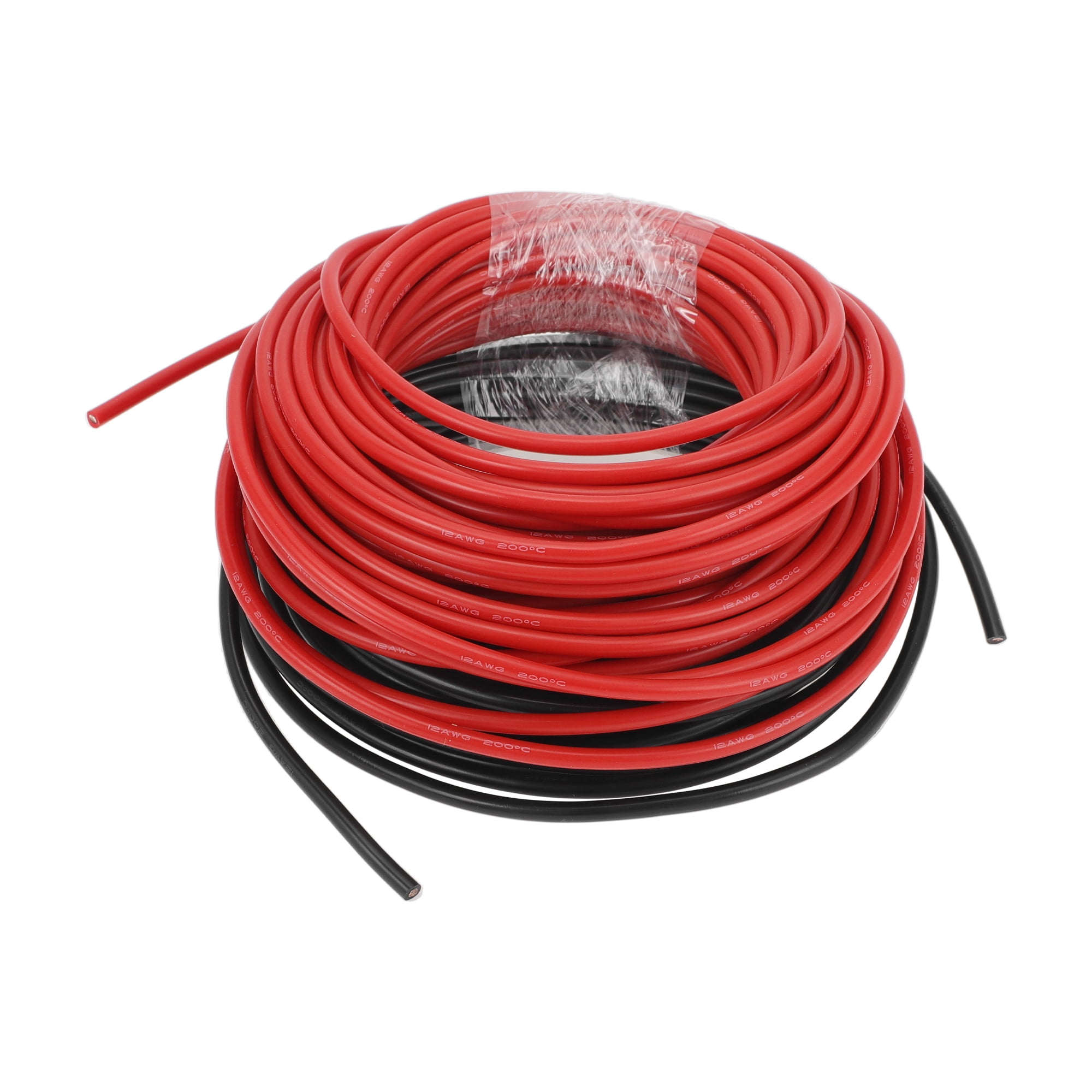 Unique Bargains Ground Wire Power Wire 30m Black Red TC 1 Set 12AWG ...