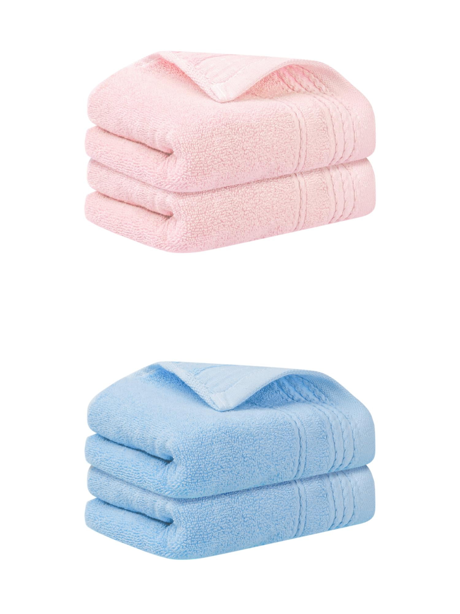 Unique Bargains Hand Towels Set 4 Pack Soft Comfort Towel Pink/Blue 14 ...