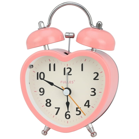 Unique Bargains Heart Shape Design Mechanical Alarm Clock Pink 5.1"L x ...