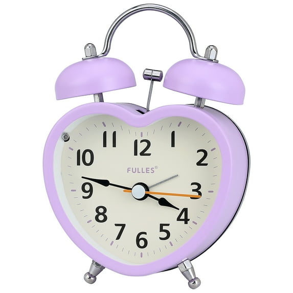Unique Bargains Heart Shape Design Mechanical Alarm Clock Purple 5.1"L ...