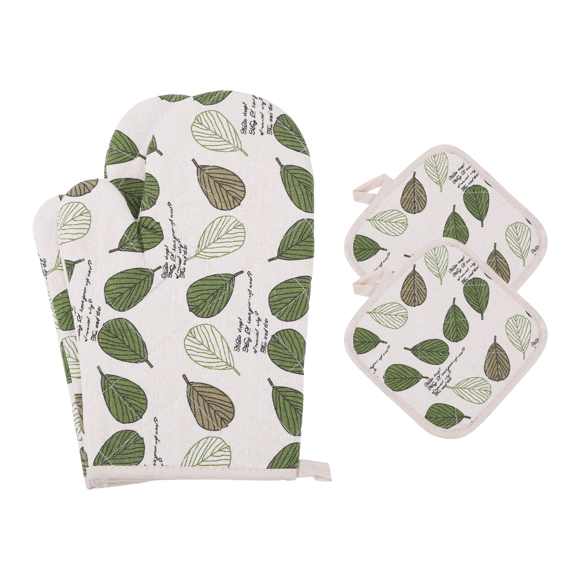 Unique Bargains Heat Resistant Oven Mitts and Pot Holders Sets 4 Pcs ...