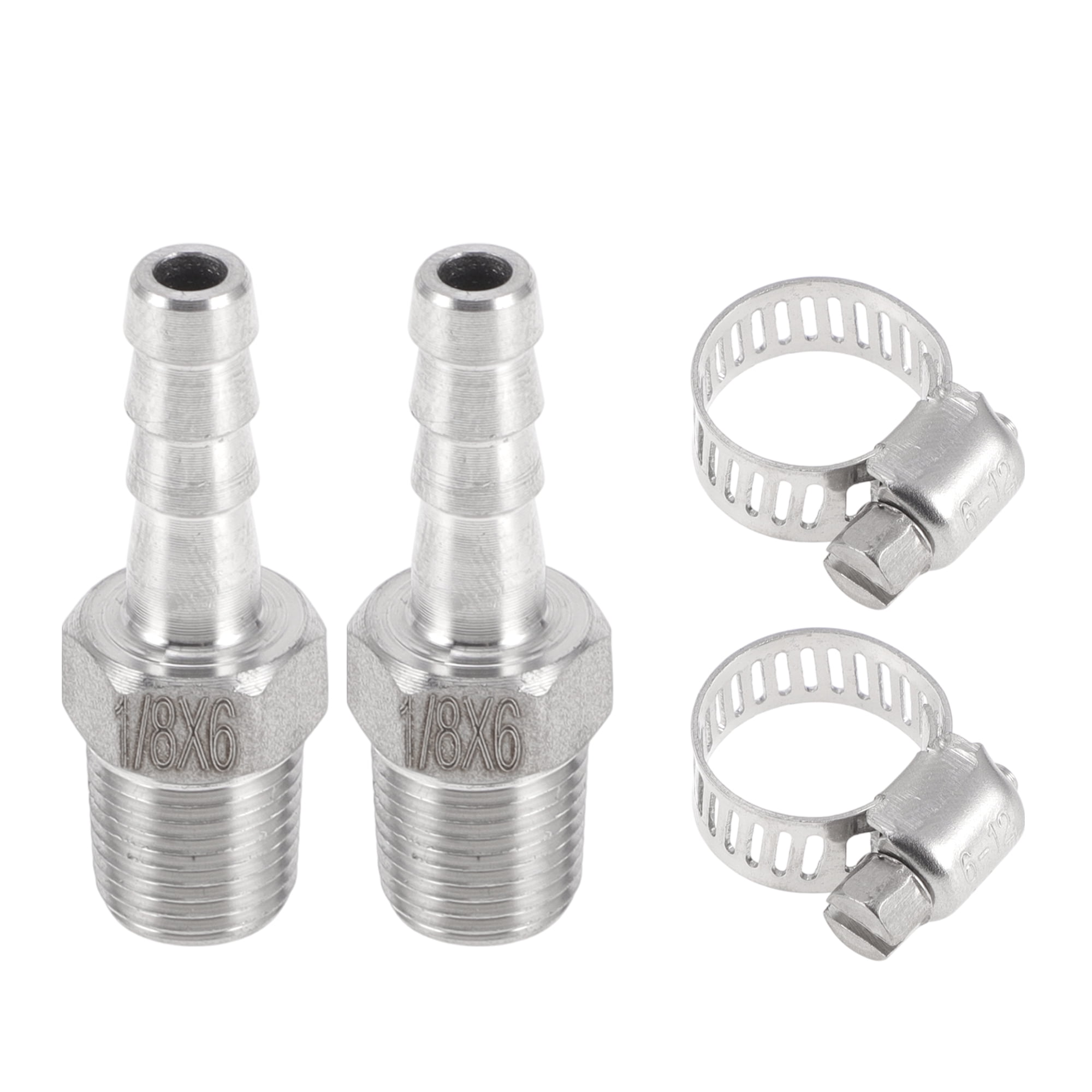 Unique Bargains Hose Barb Fittings with 2 Clamps Male Thread ...