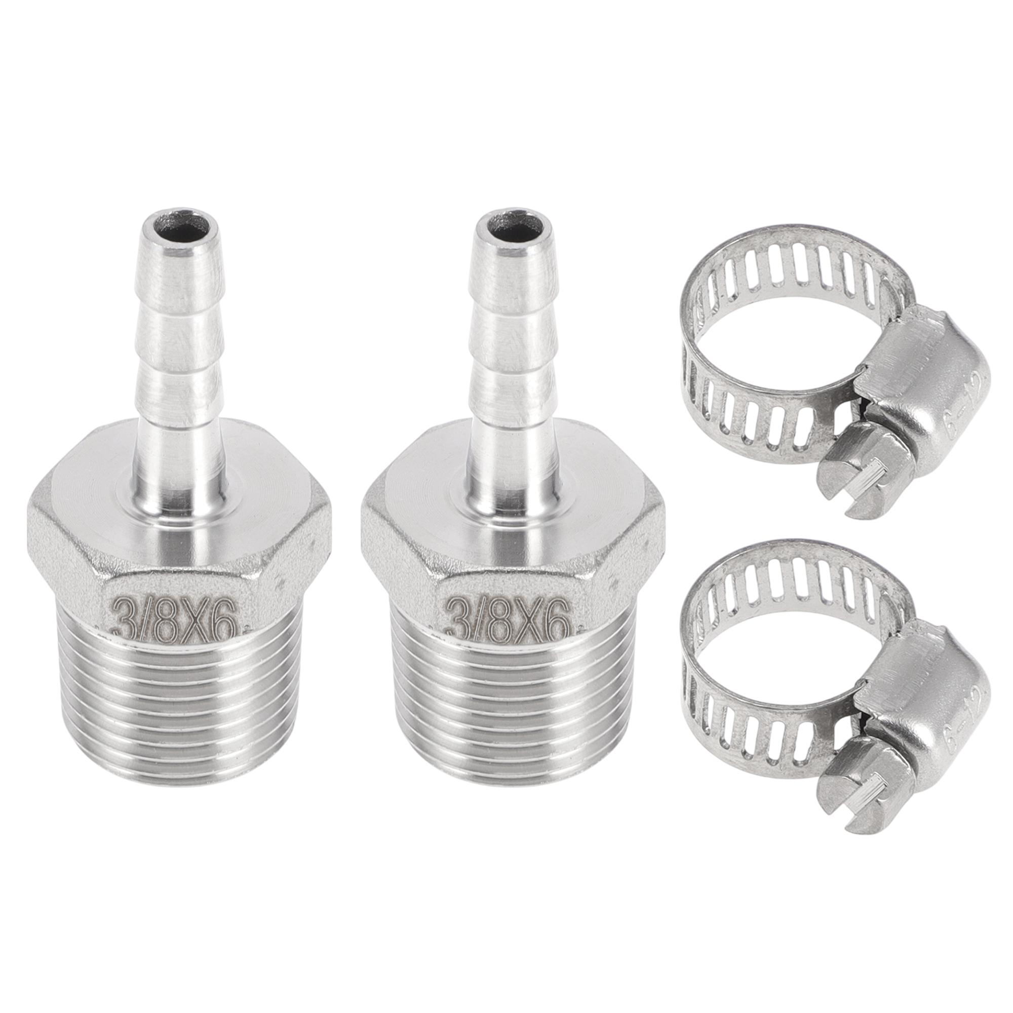 Unique Bargains Hose Barb Fittings with 2 Clamps Male Thread ...