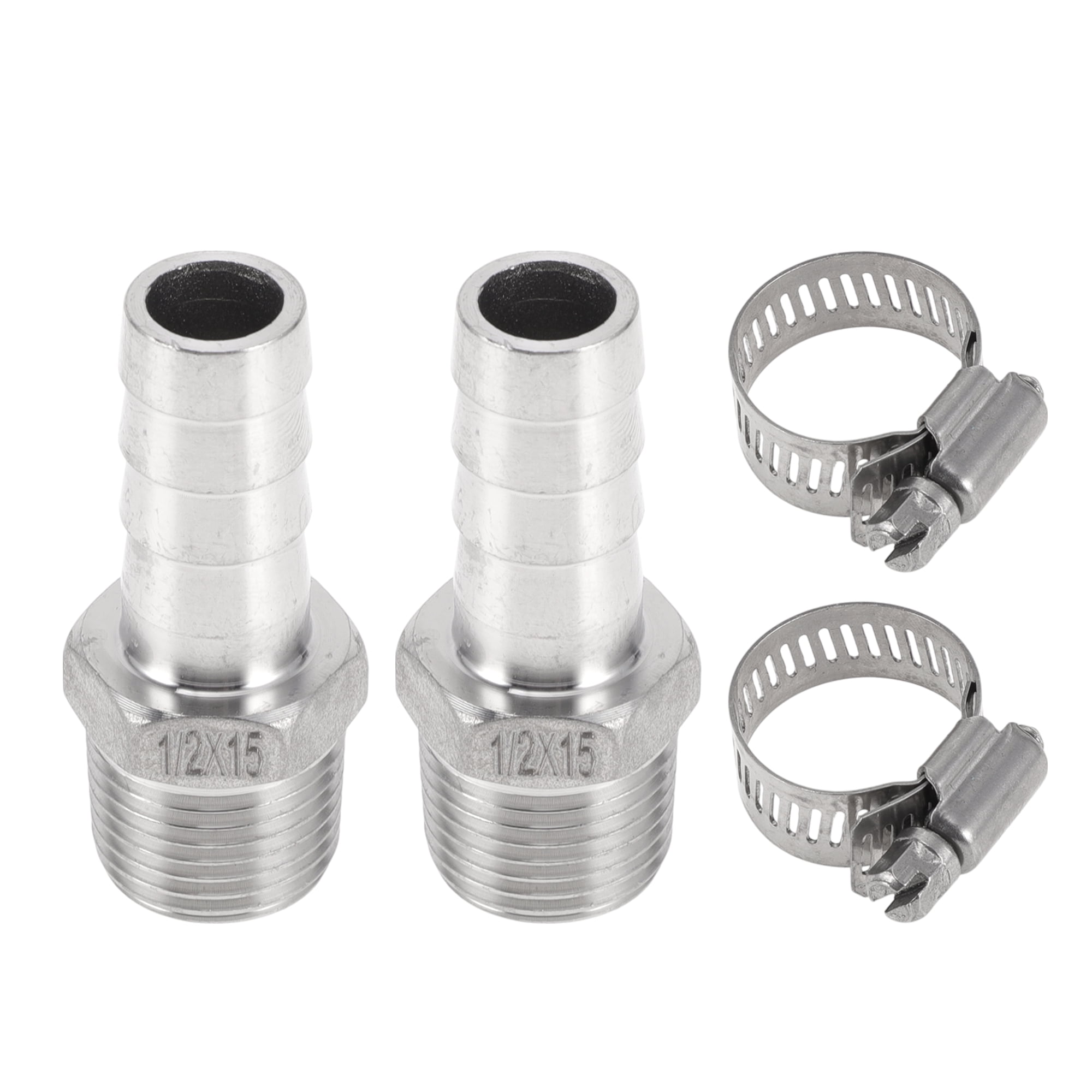 Unique Bargains Hose Barb Fittings with 2 Clamps Male Thread ...