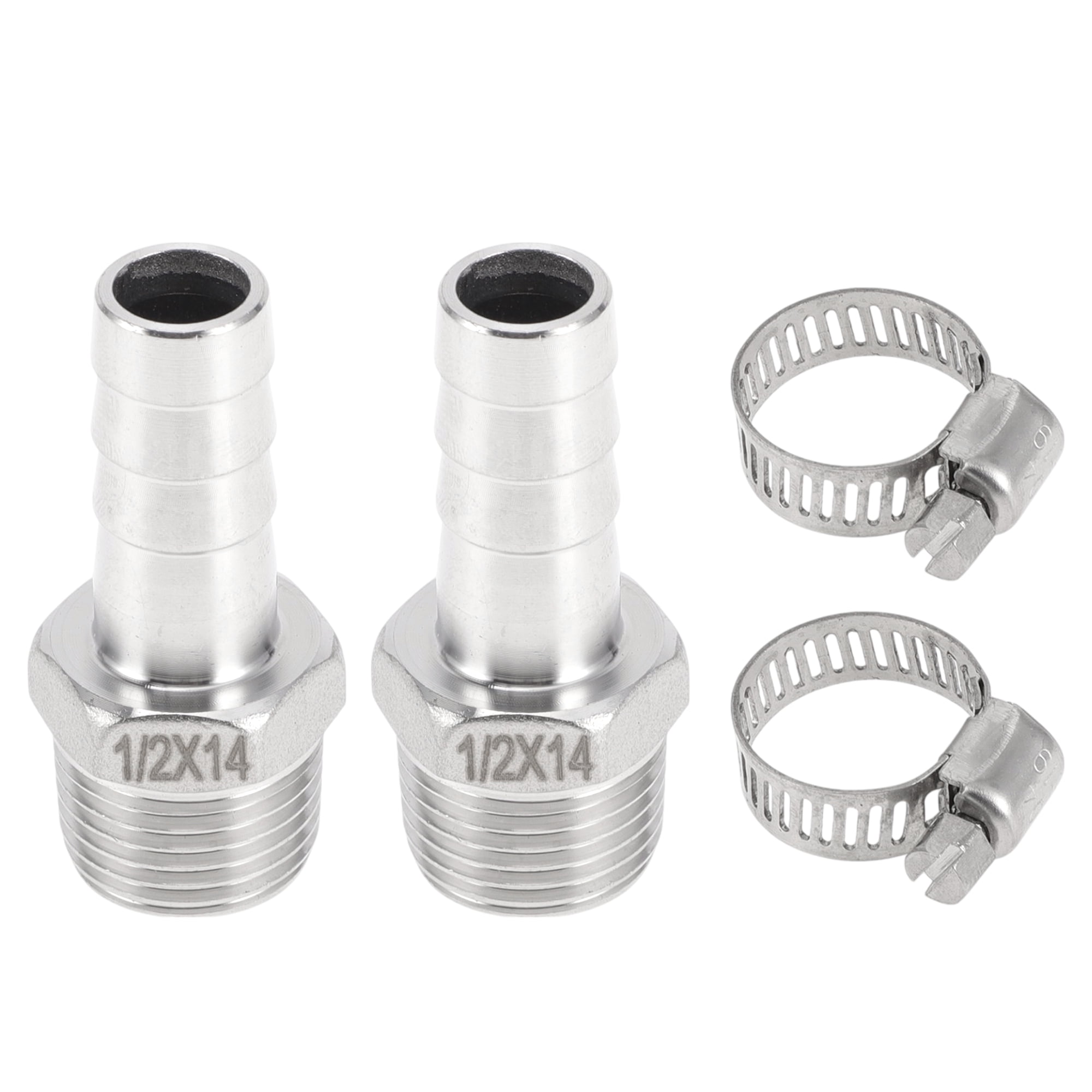Unique Bargains Hose Barb Fittings with 2 Clamps Male Thread ...