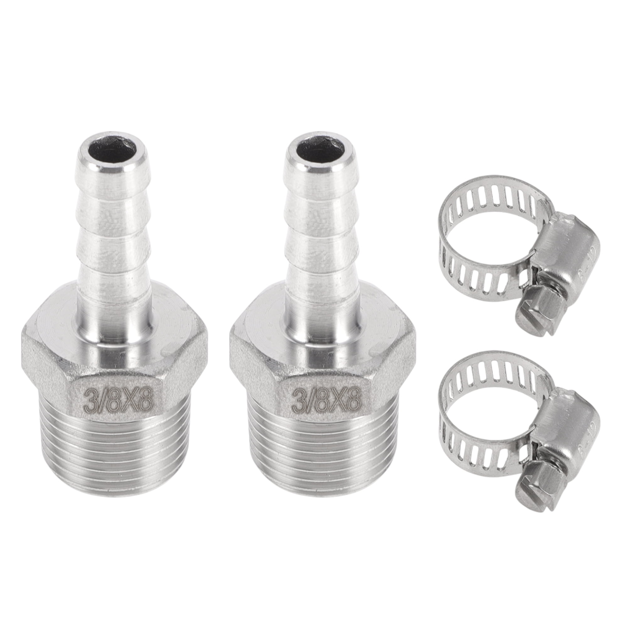 Unique Bargains Hose Barb Fittings with 2 Clamps Male Thread ...