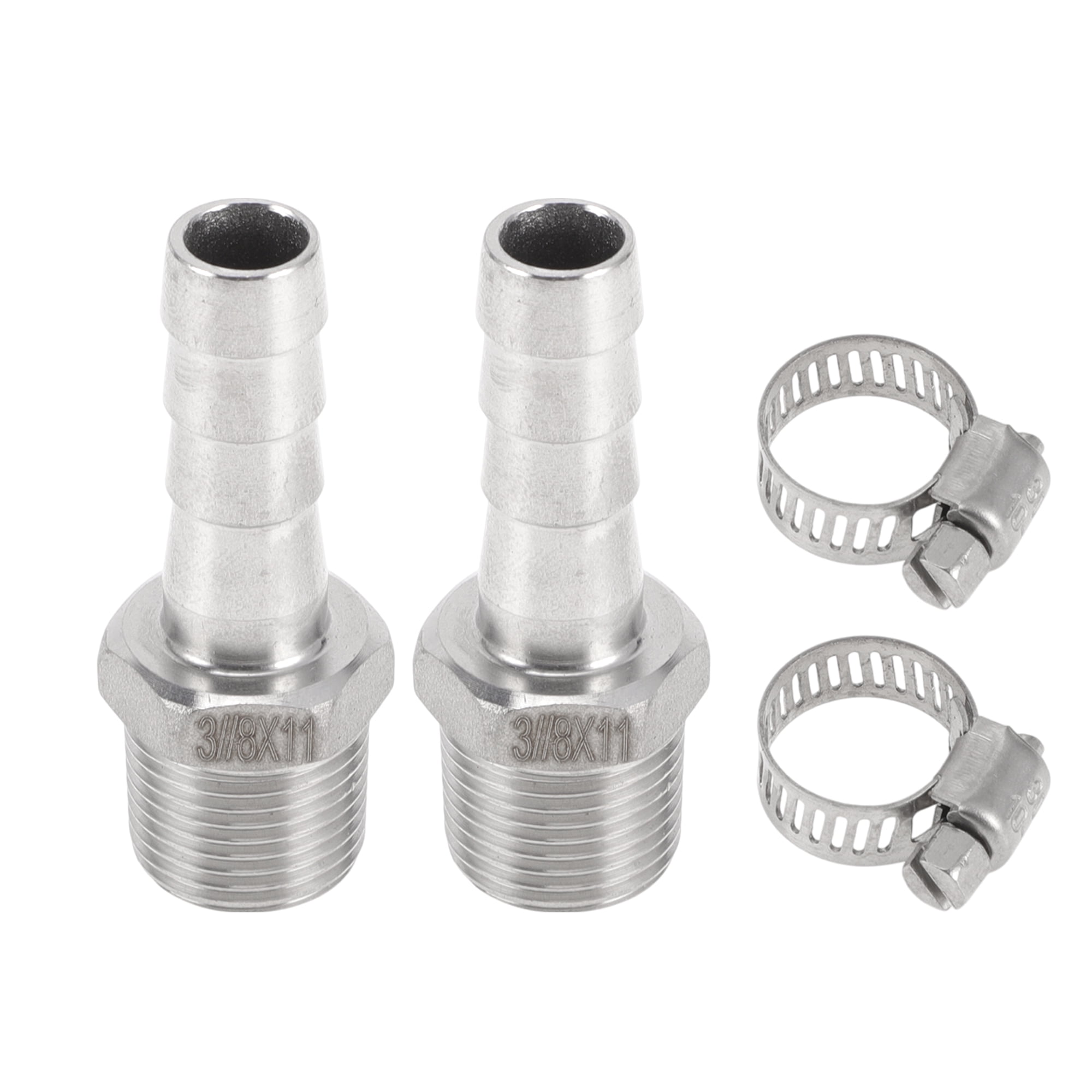 Unique Bargains Hose Barb Fittings with 2 Clamps Male Thread ...
