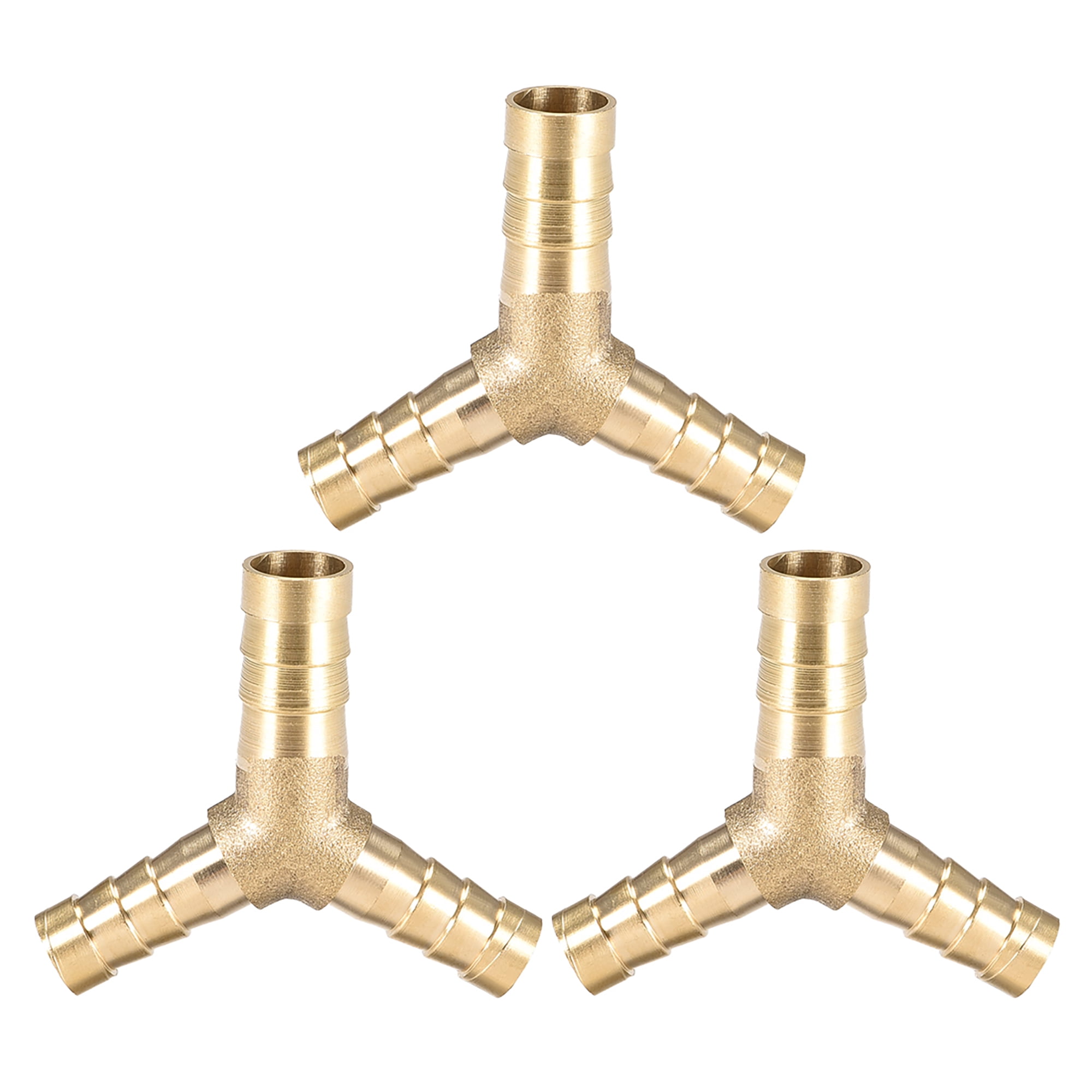 Unique Bargains Hose ID Brass Reducer Barb Fitting Y-Shaped 3 Way Tee ...