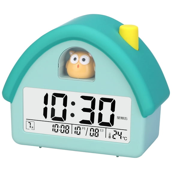 Unique Bargains House-Shaped Alarm Clock Blue Owl 4.3"L x 2.4"W x 5.0"H ...