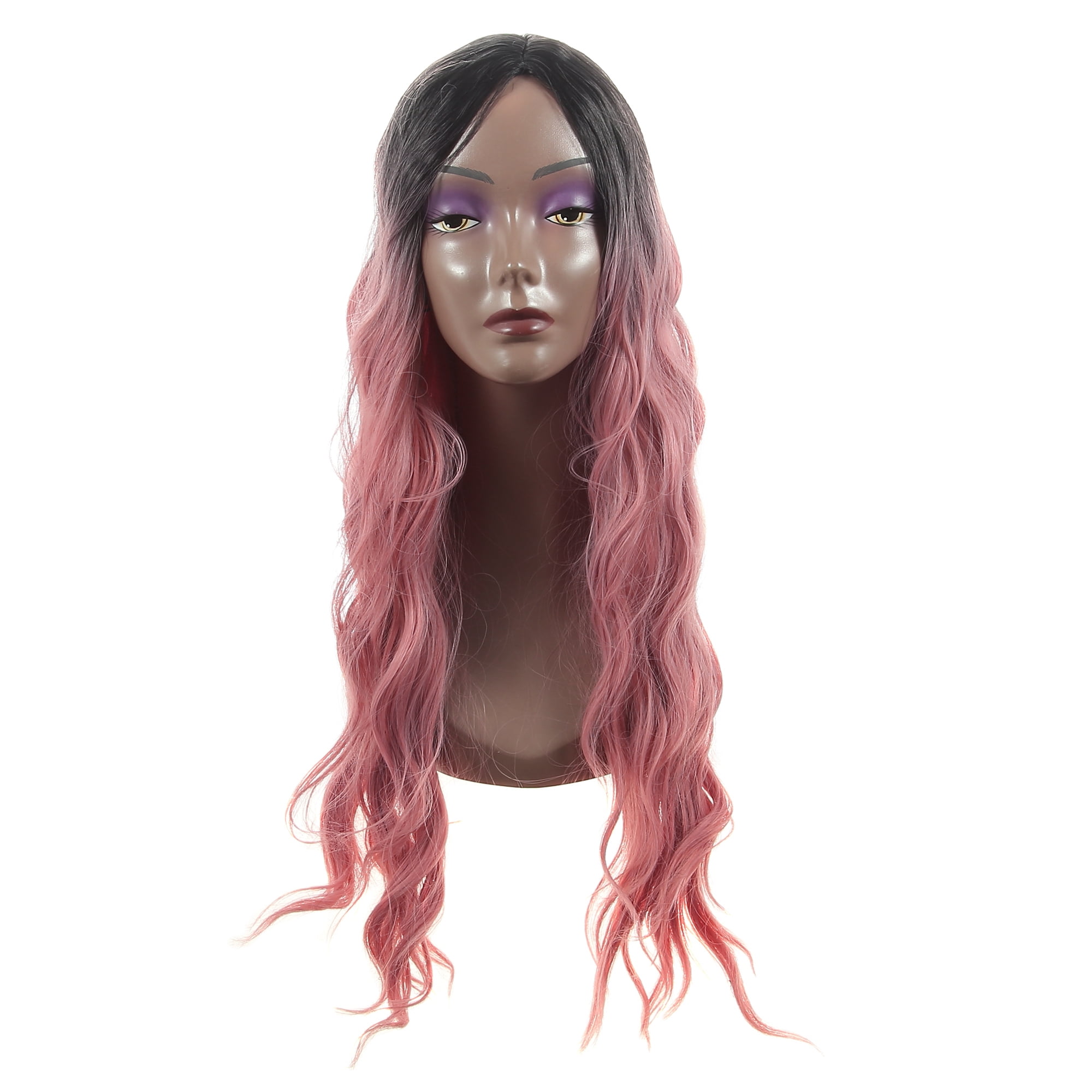 Unique Bargains Human Hair Wigs for Lady 28" Curly Wig with Wig Cap ...