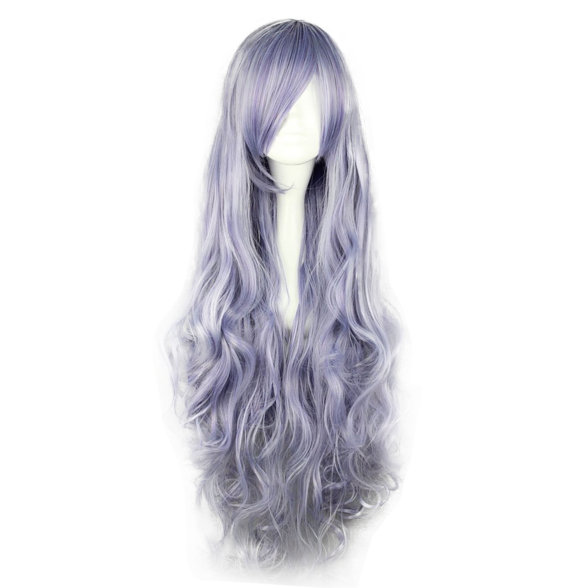 Unique Bargains Wigs for Women 31" Purple Curly Wig with Wig Cap Long ...