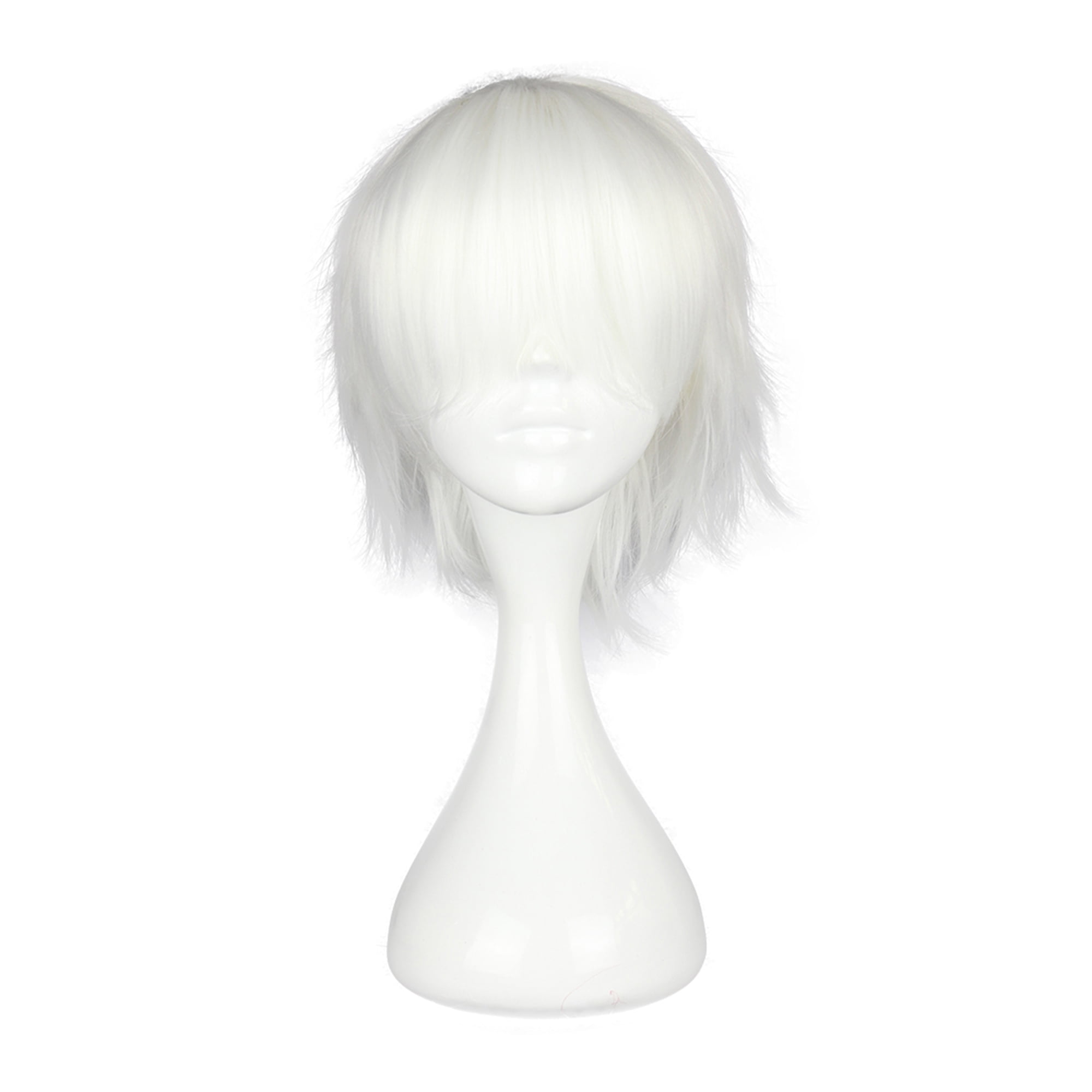 Unique Bargains Human Hair Wigs for Women Lady 13" White Wigs with Wig ...