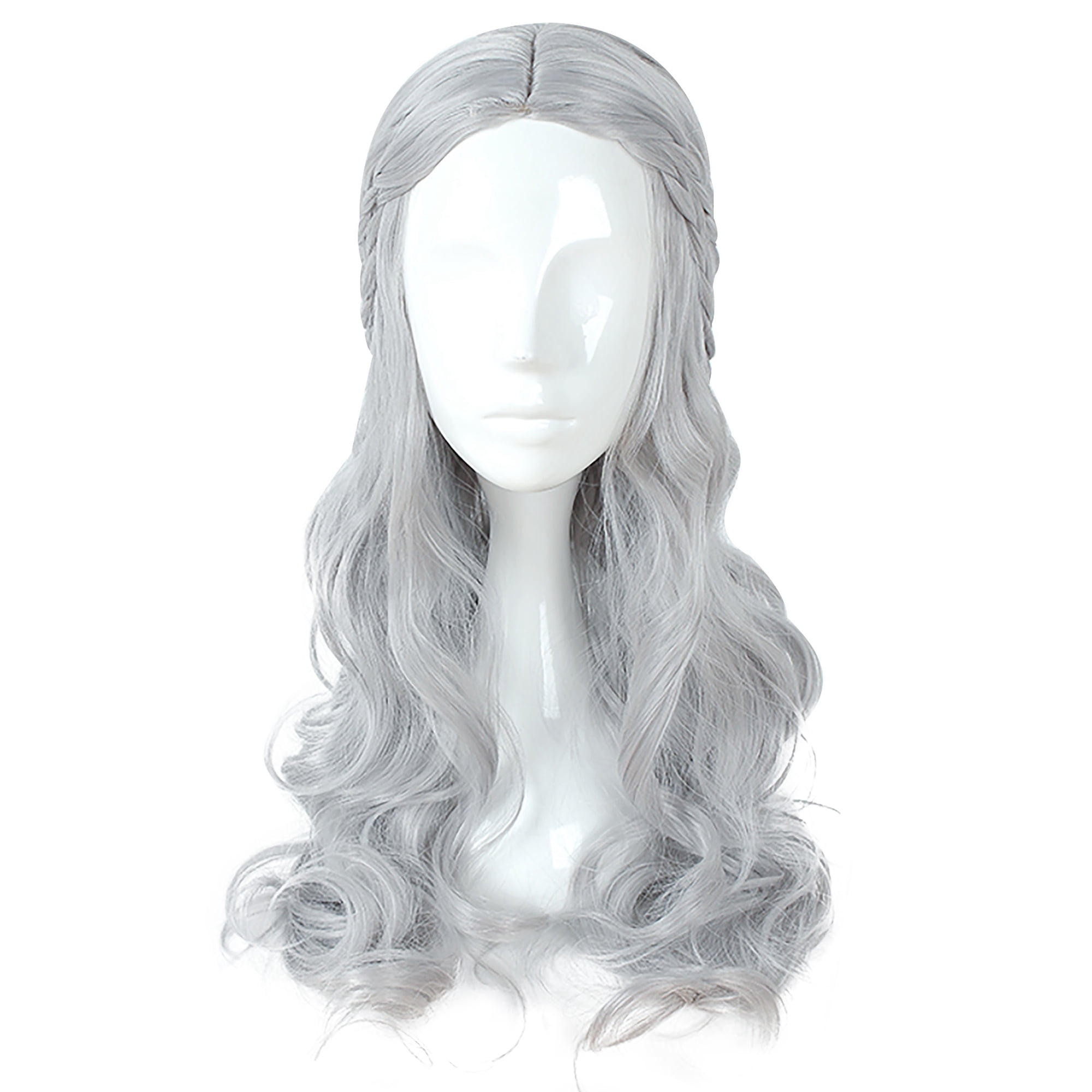Unique Bargains Wigs for Women 28" Gray Curly Wig with Wig Cap Long ...
