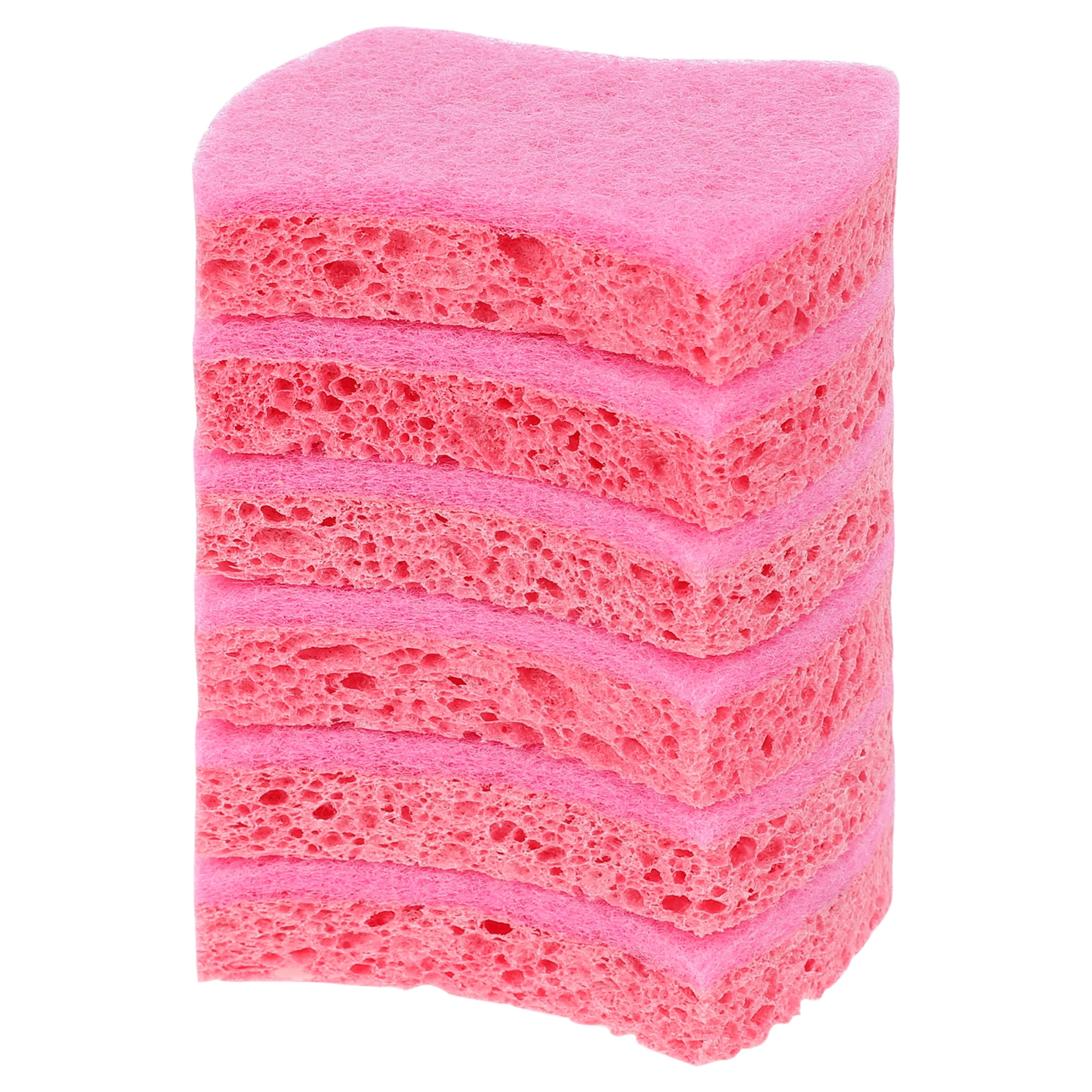 Unique Bargains Kitchen Non-Scratch Sponges Dual Side Sponges Pink 6 ...
