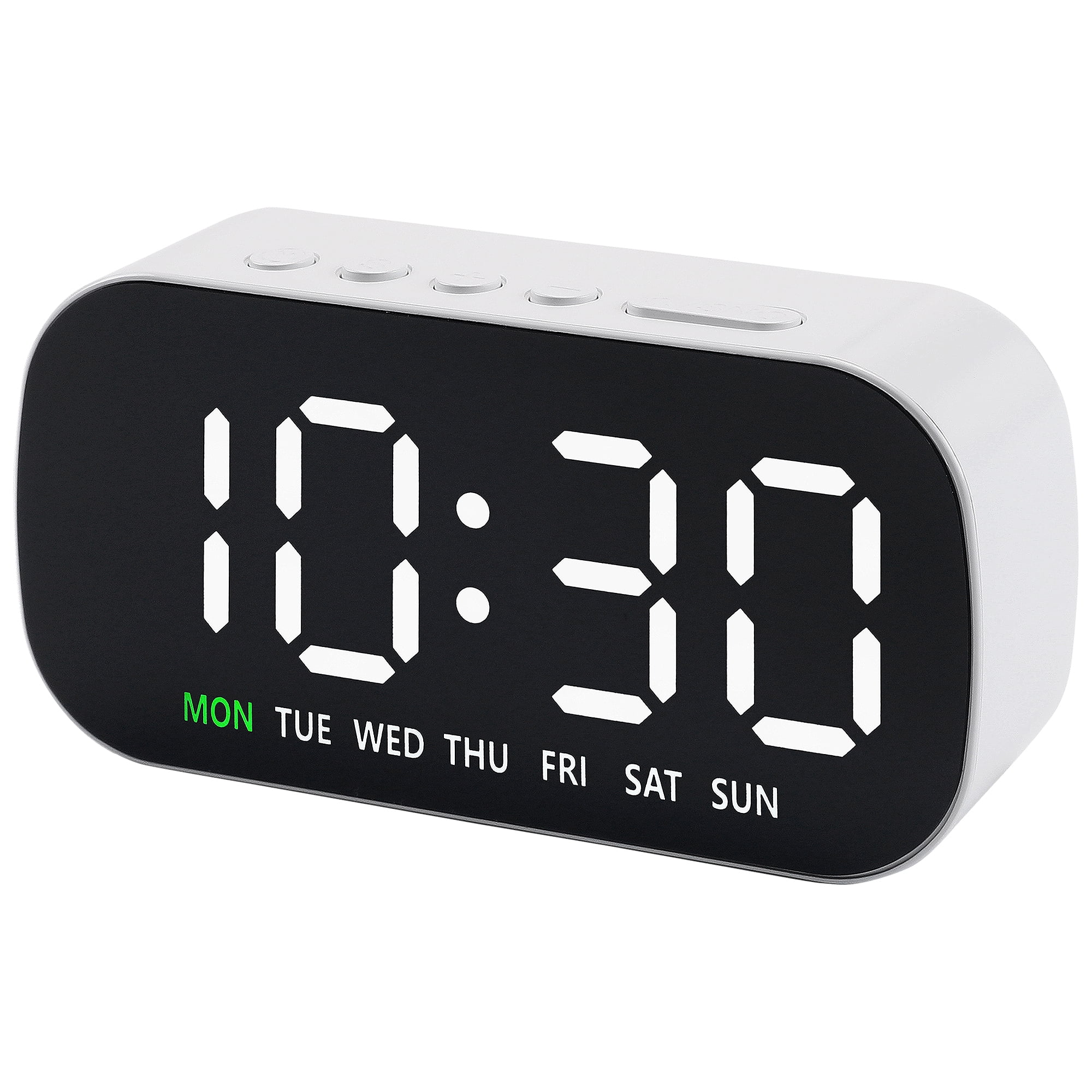 Unique Bargains LED Alarm Clock Black Housing and White Light 5.1"L x 1 ...
