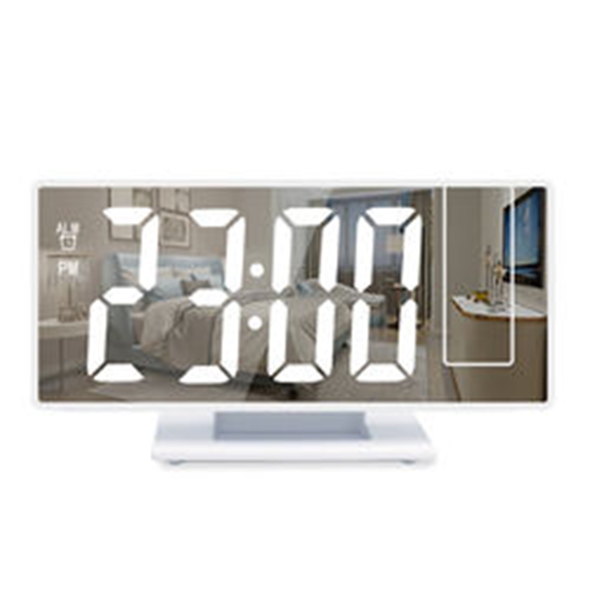 Unique Bargains LED Alarm Clock White Housing and White Light 7.3"L x 1 ...
