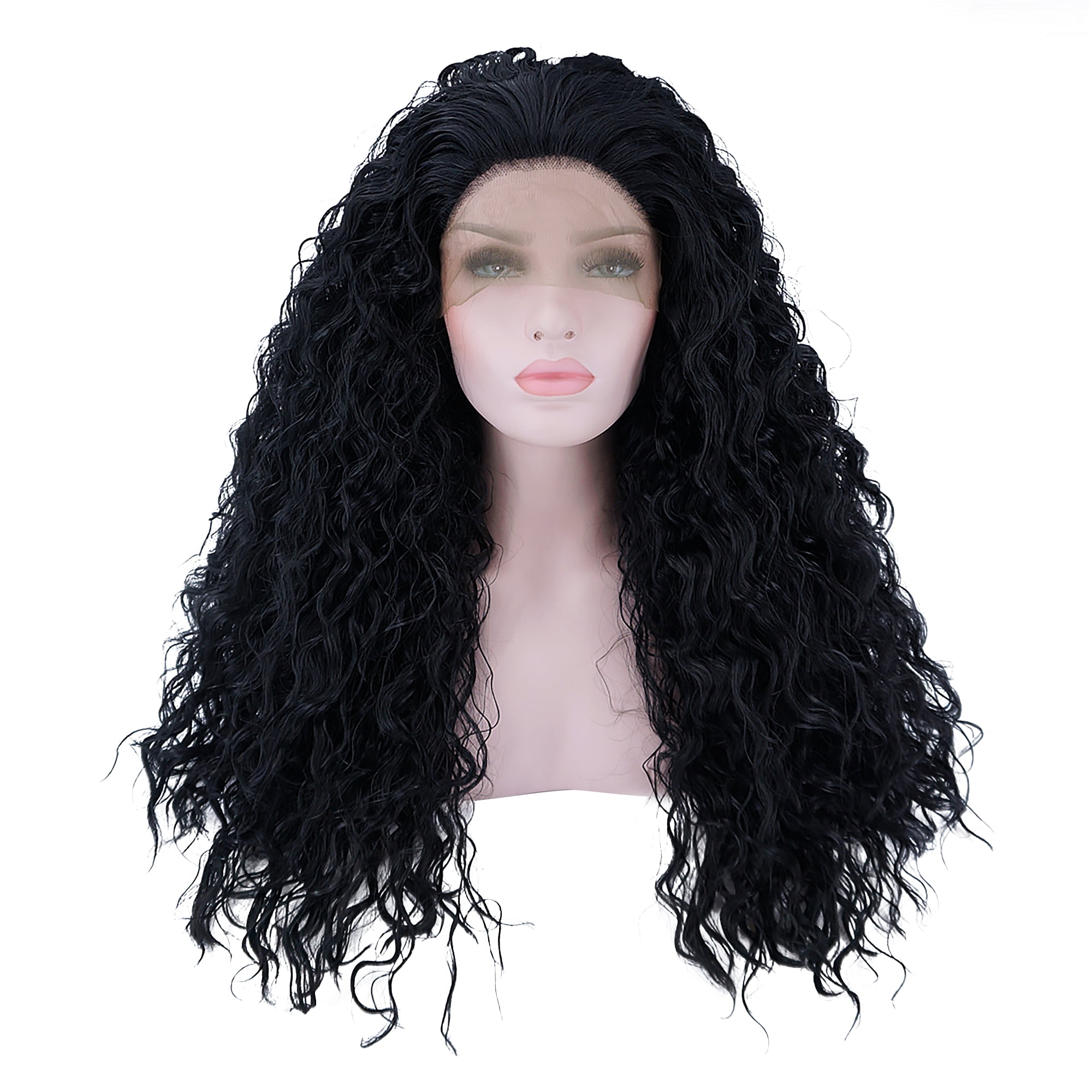 Unique Bargains Lace Front Lightweight Wigs Long Water Wave for Women ...