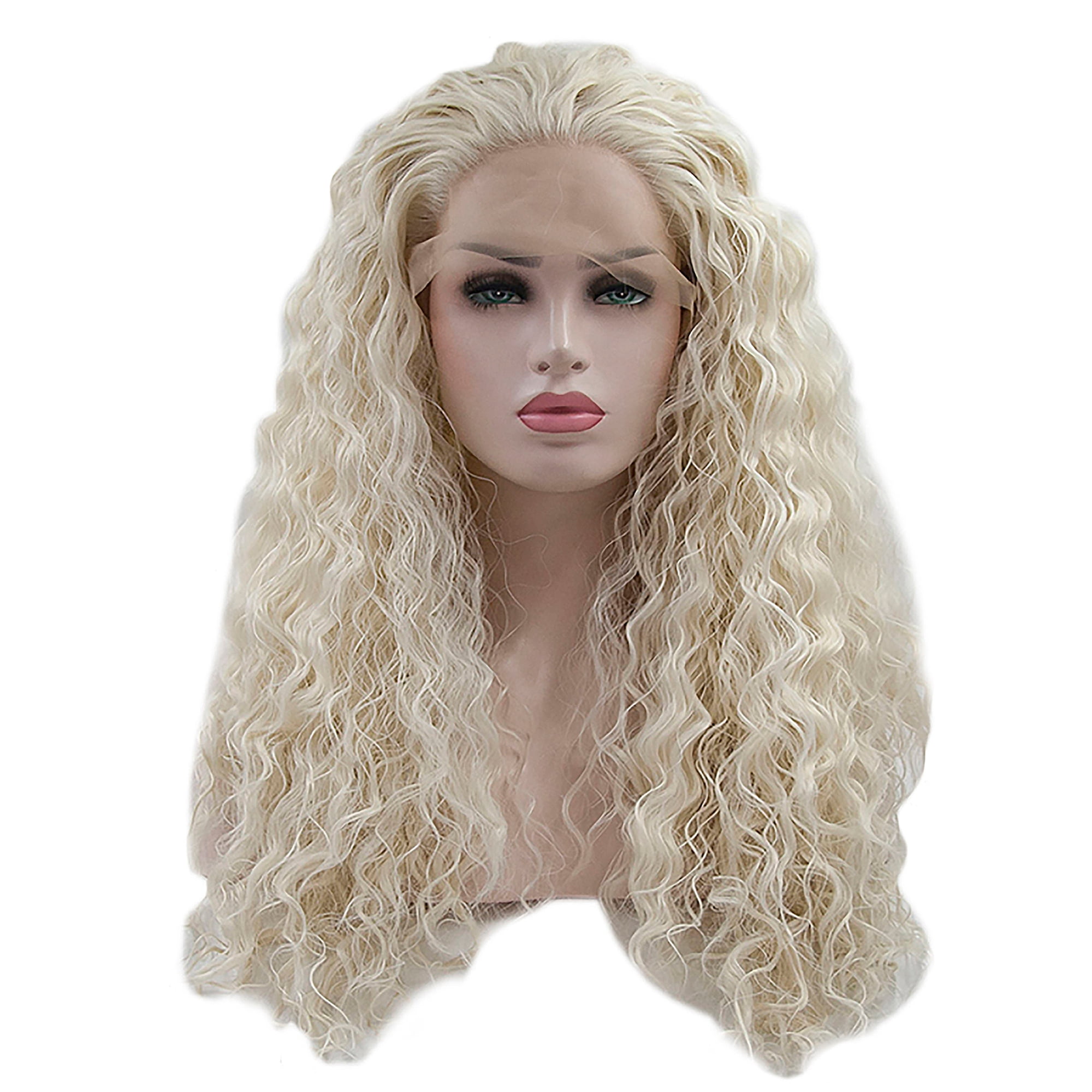 Unique Bargains Lace Front Wigs for Women 24" Beige Long Water Wave ...