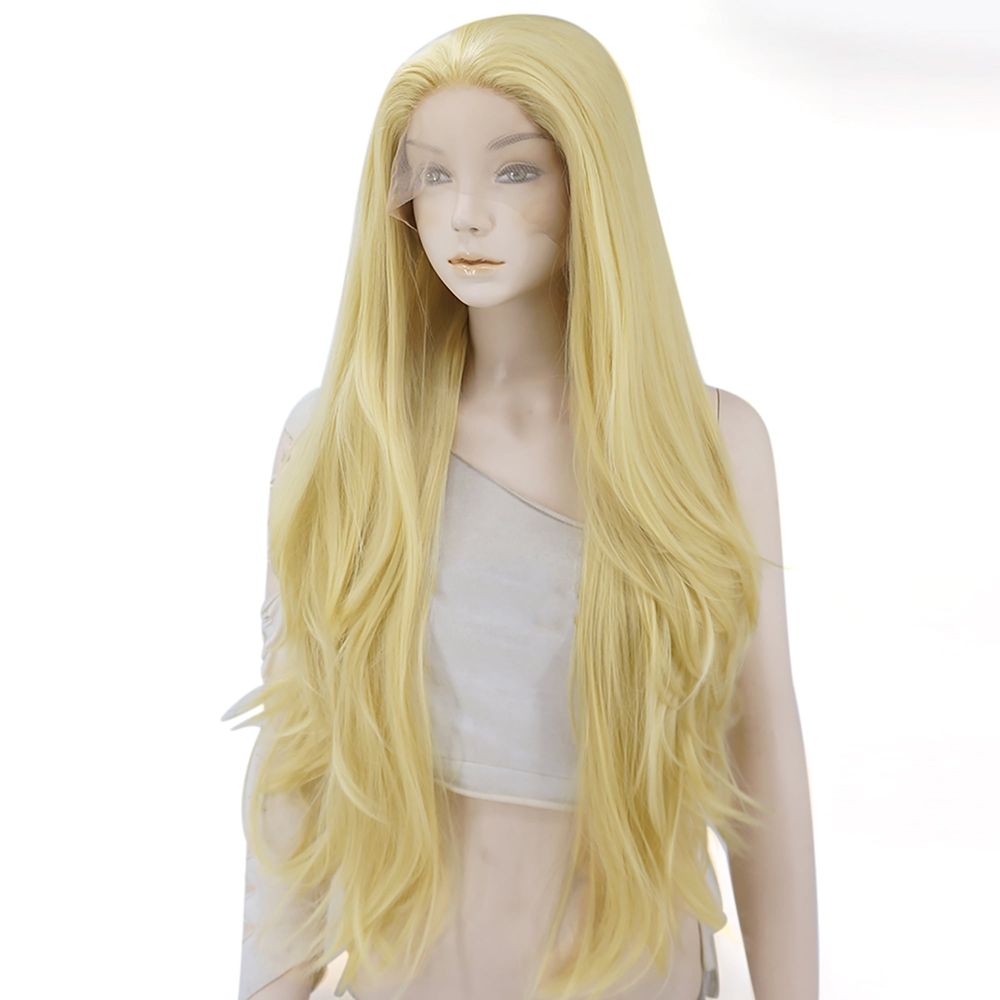 Unique Bargains Lace Front Wigs for Women 24" Blonde Long Natural Curly ...